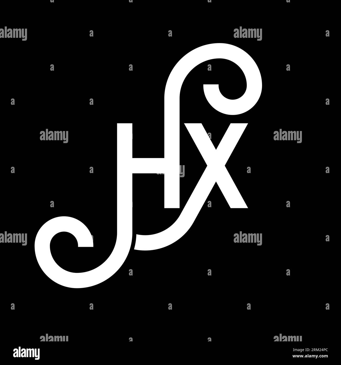 HX letter logo design on black background. HX creative initials letter ...