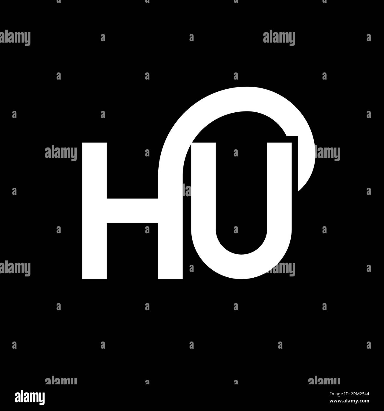 HU letter logo design on black background. HU creative initials letter ...