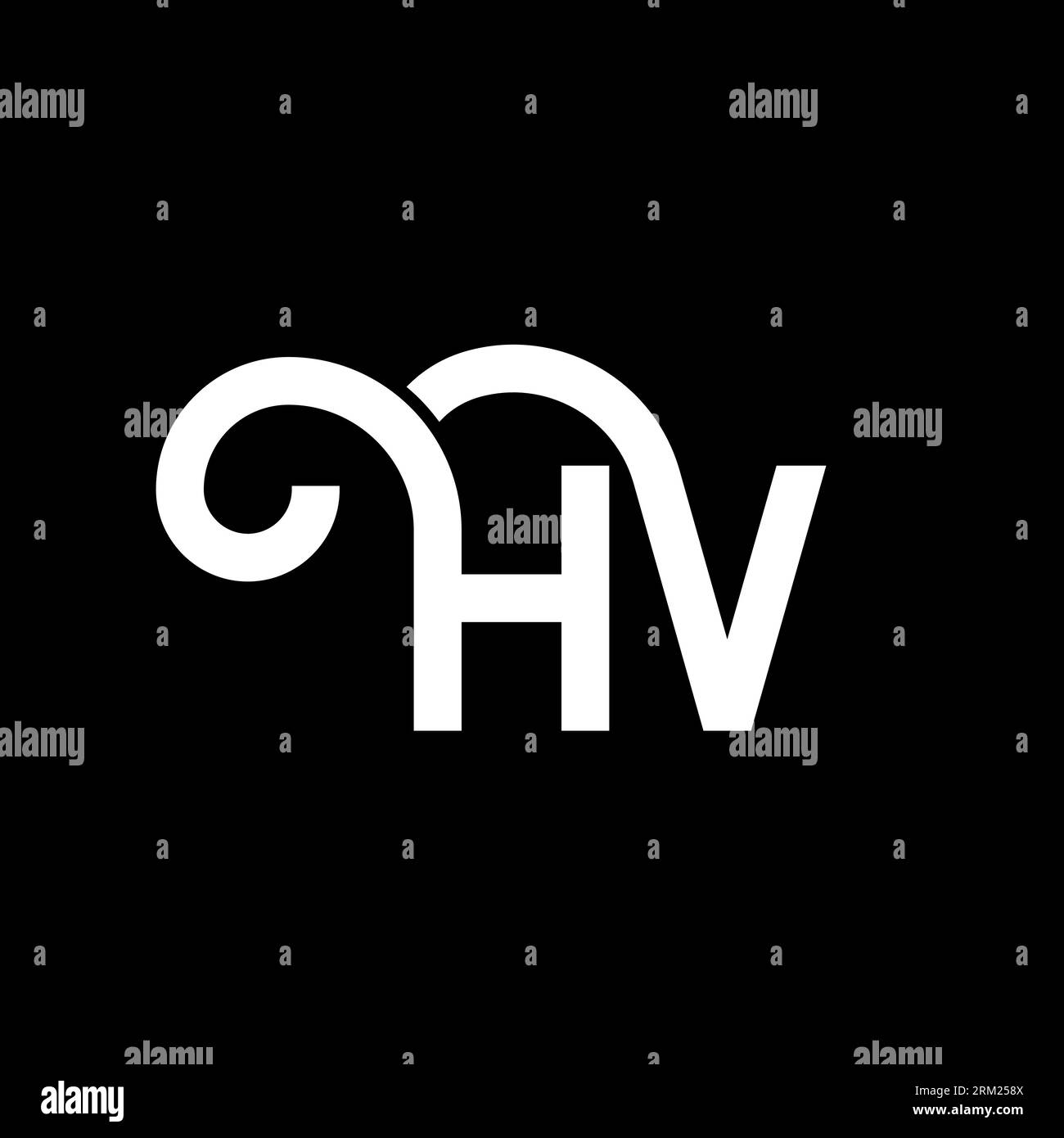 HV letter logo design on black background. HV creative initials letter ...