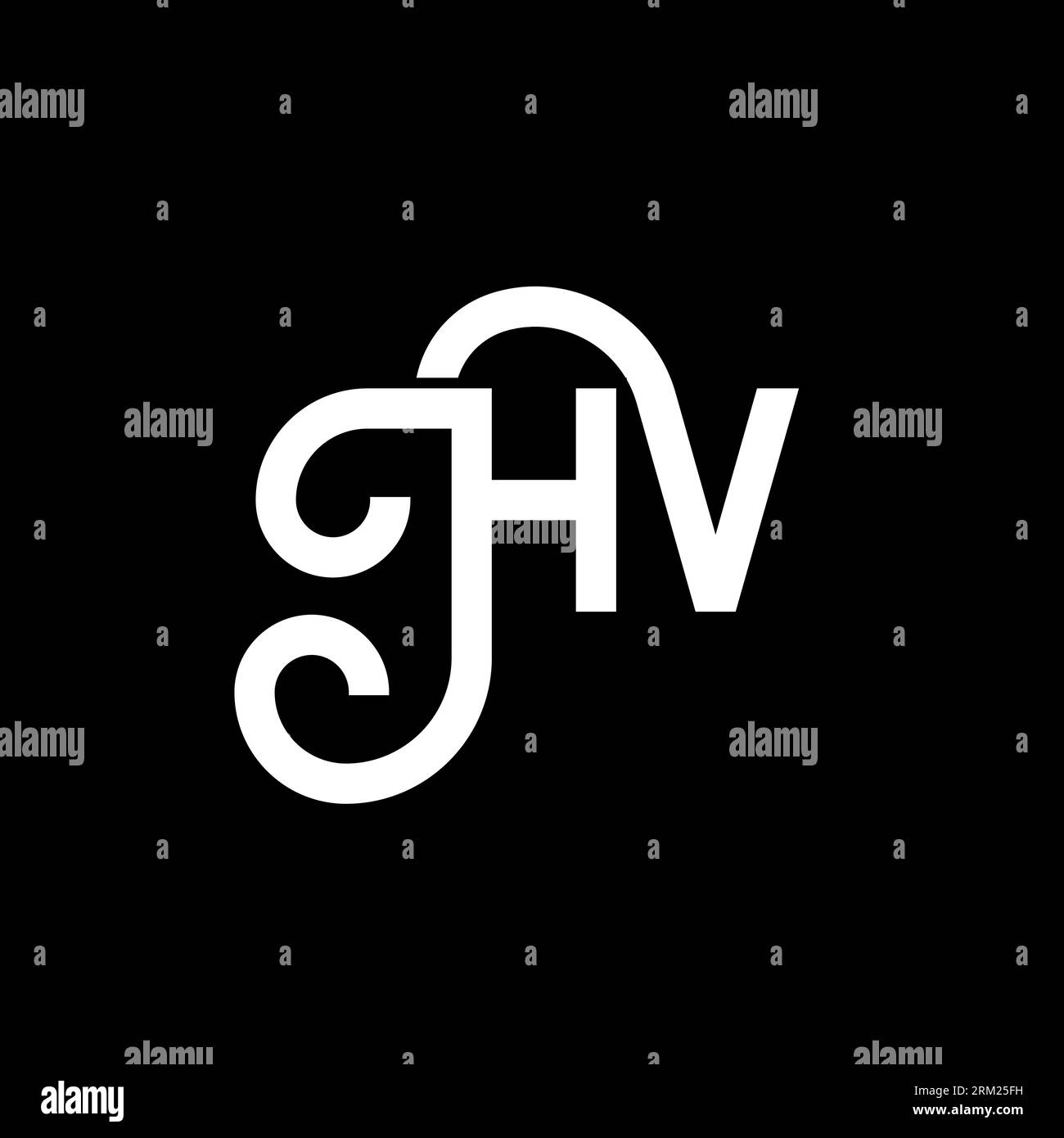 HV letter logo design on black background. HV creative initials letter ...