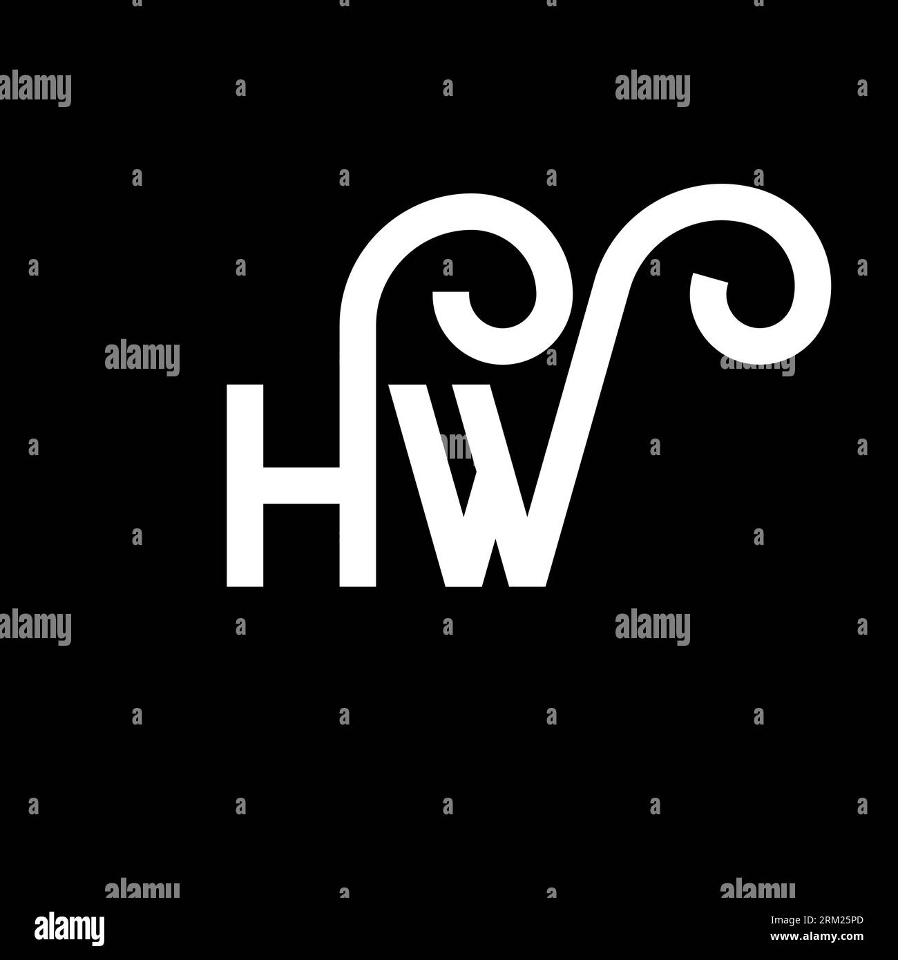 HW letter logo design on black background. HW creative initials letter ...