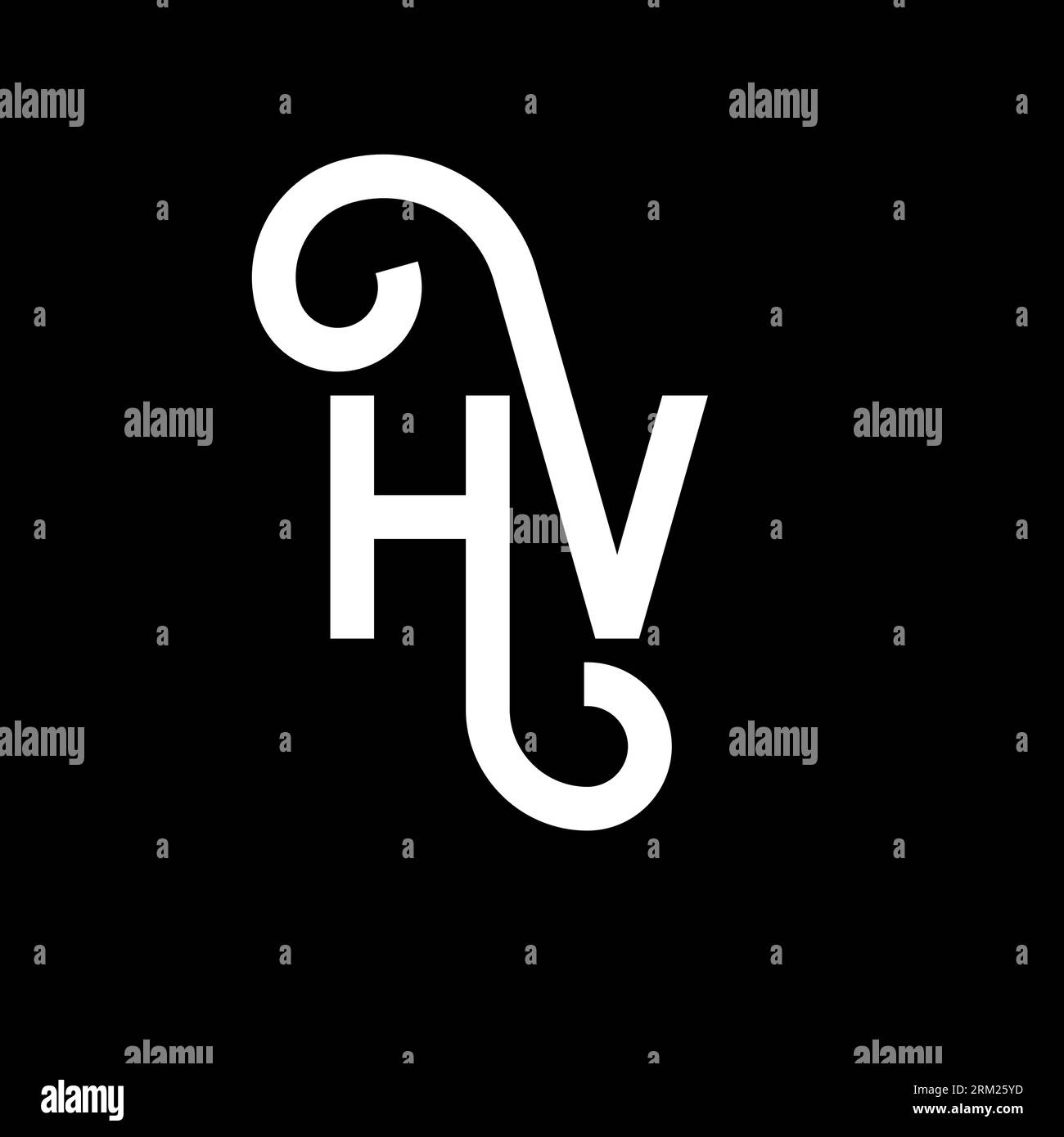 HV letter logo design on black background. HV creative initials letter ...