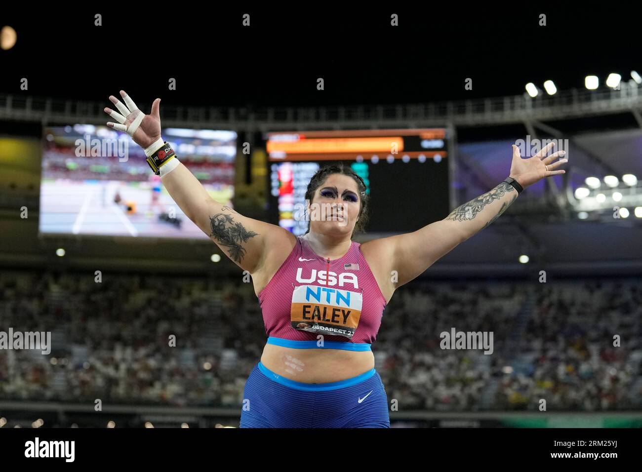 Chase Ealey, of the United States, reacts after an attempt in the Women ...