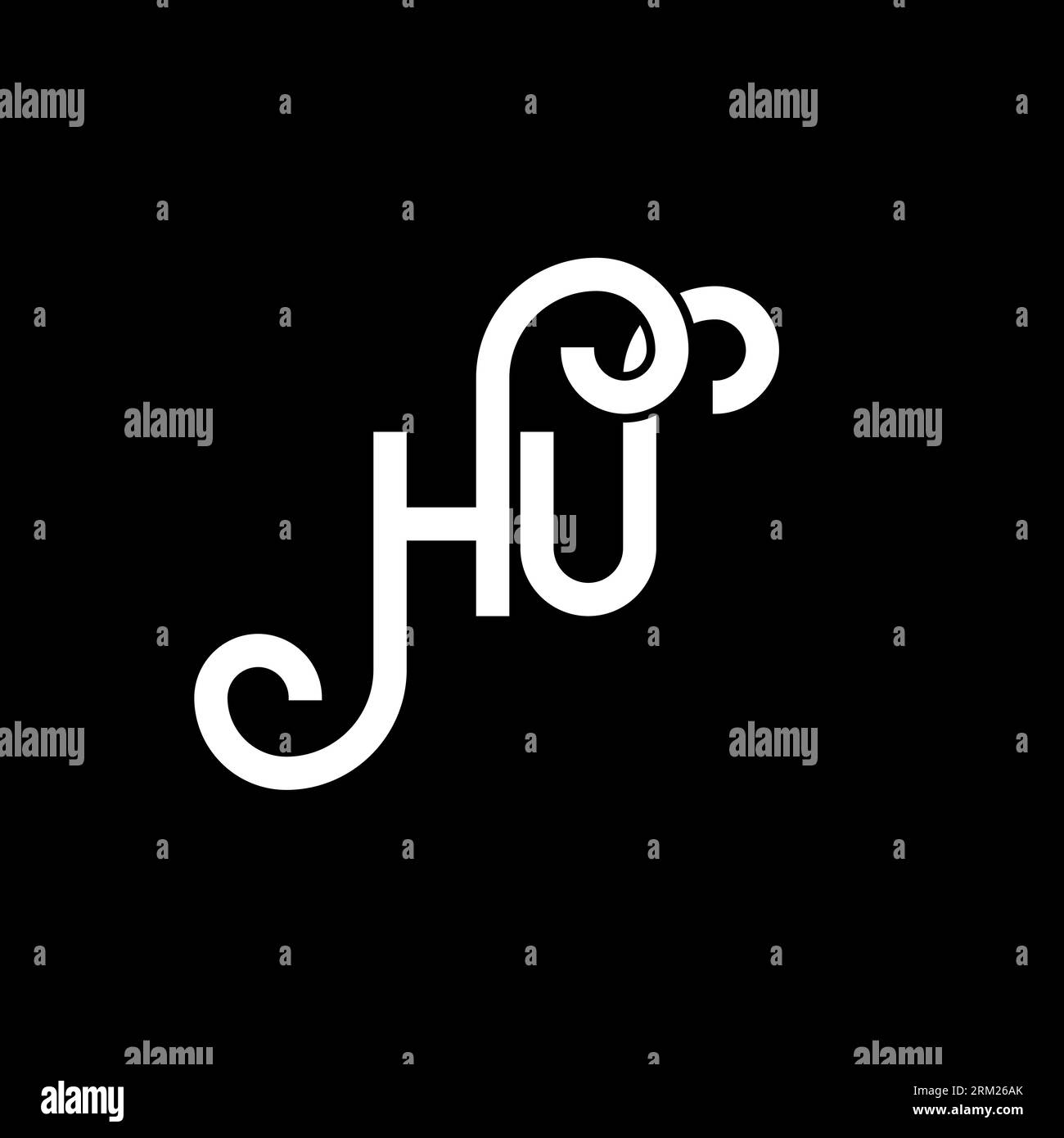 HU letter logo design on black background. HU creative initials letter ...
