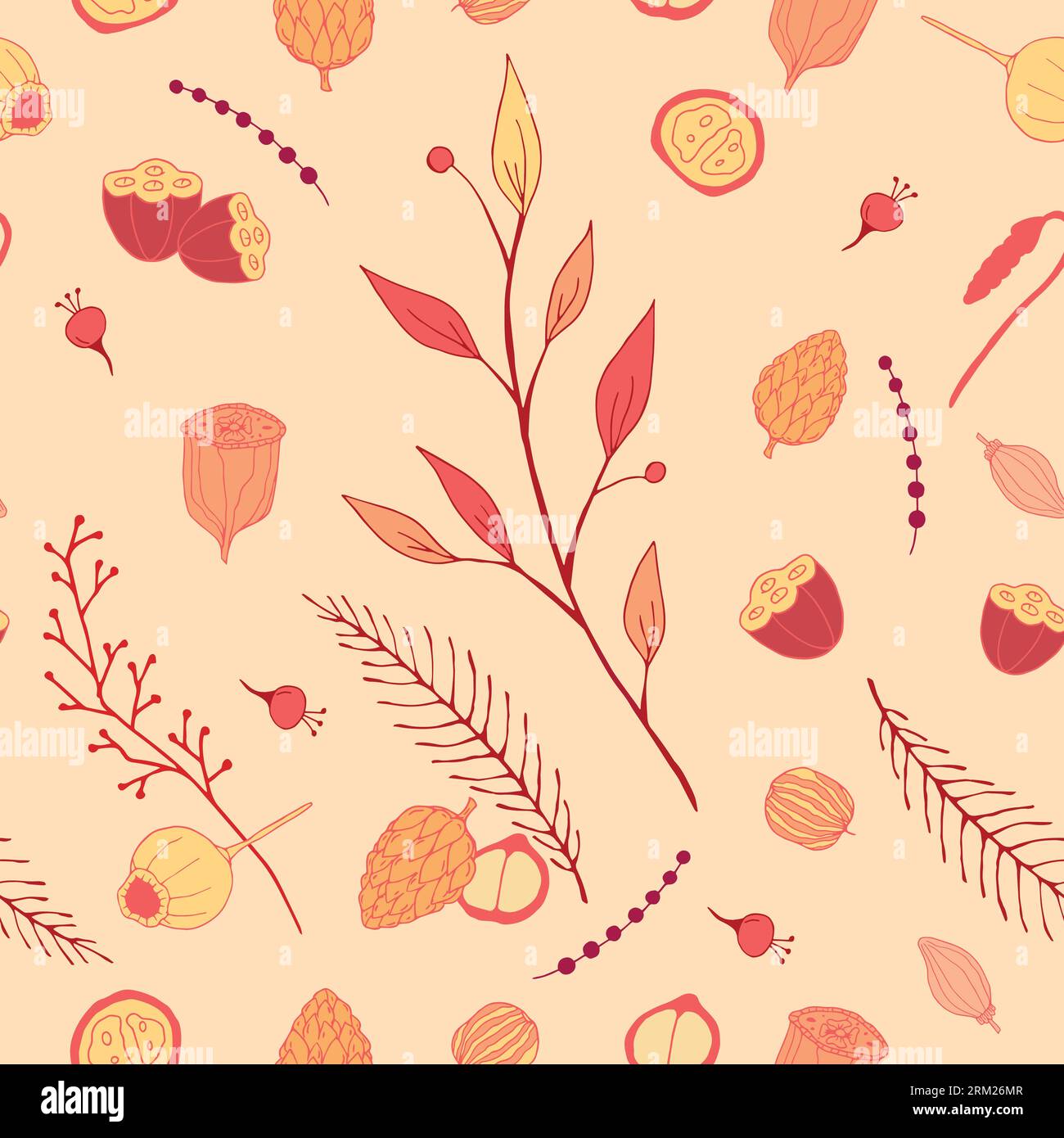 Seamless autumn pattern berries Stock Vector Images - Alamy