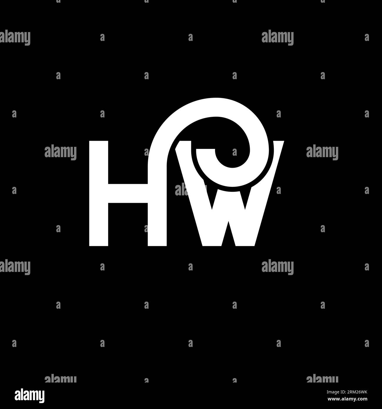 HW letter logo design on black background. HW creative initials letter ...