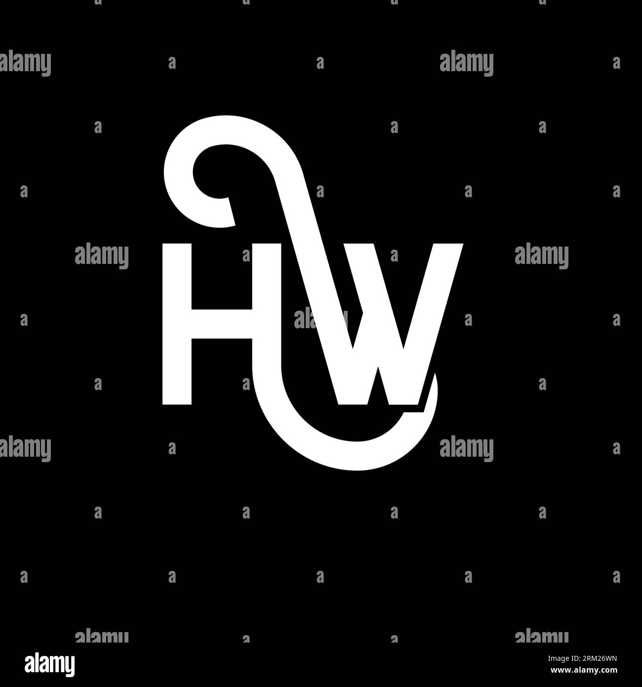 HW letter logo design on black background. HW creative initials letter ...