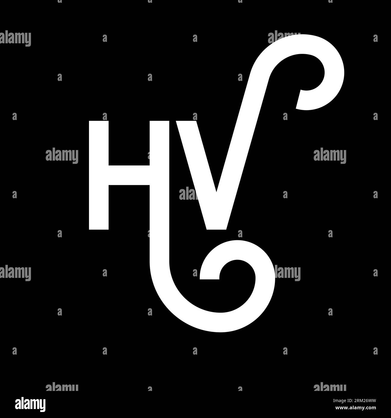 HV letter logo design on black background. HV creative initials letter ...