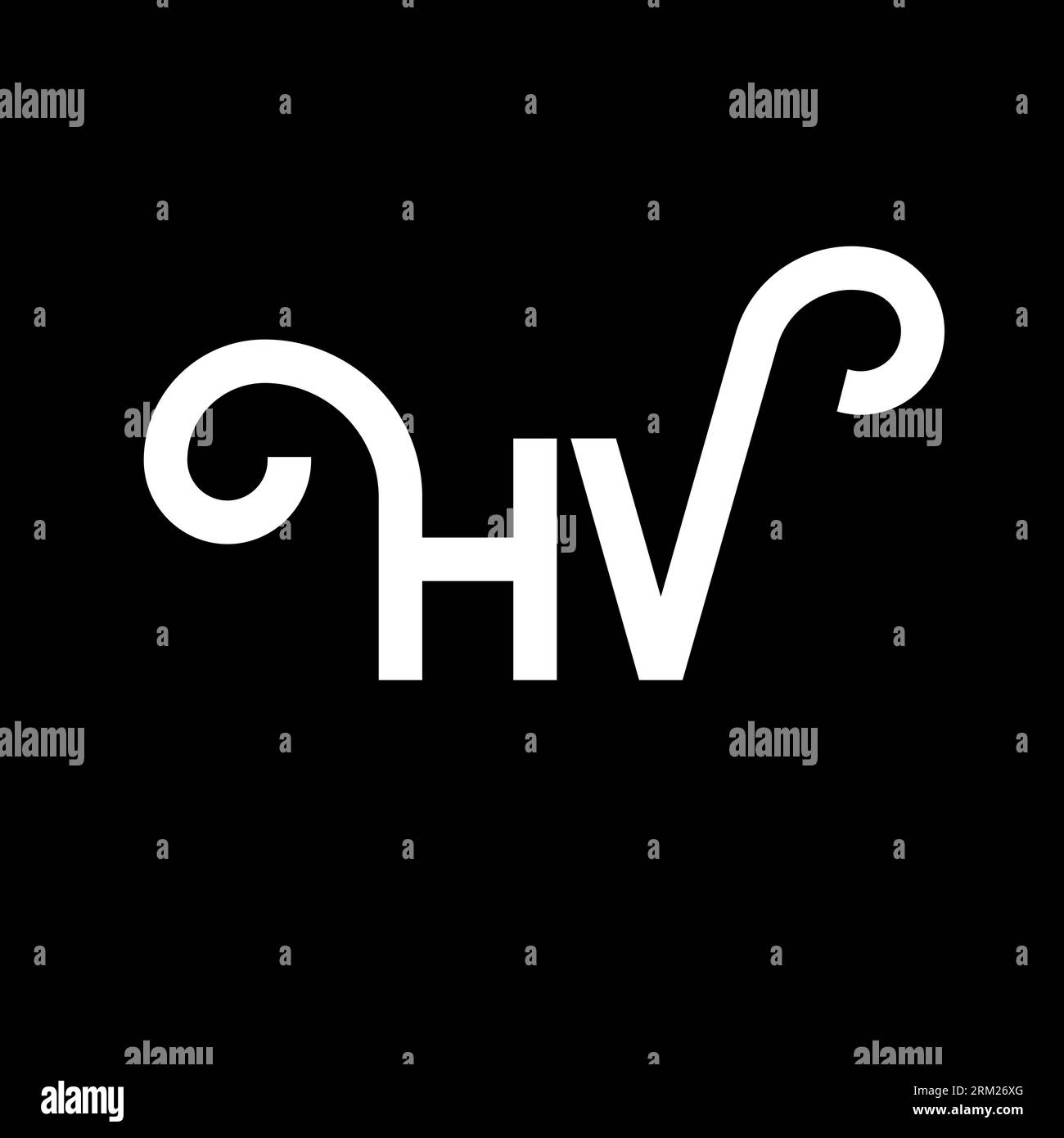 HV letter logo design on black background. HV creative initials letter ...