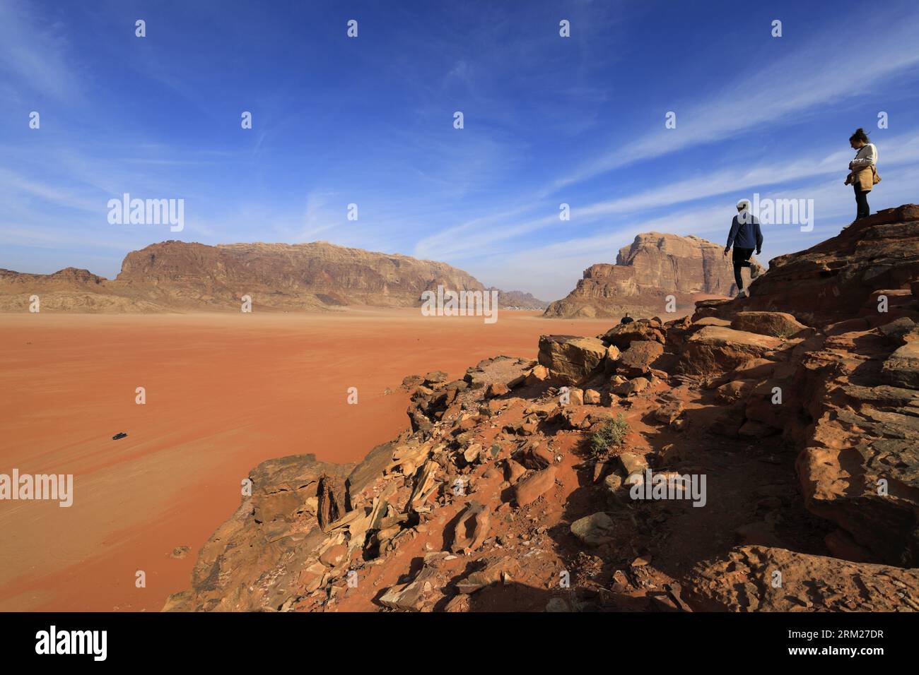 Overview of the desert at Wadi Rum, Unesco World Heritage Site, Jordan ...