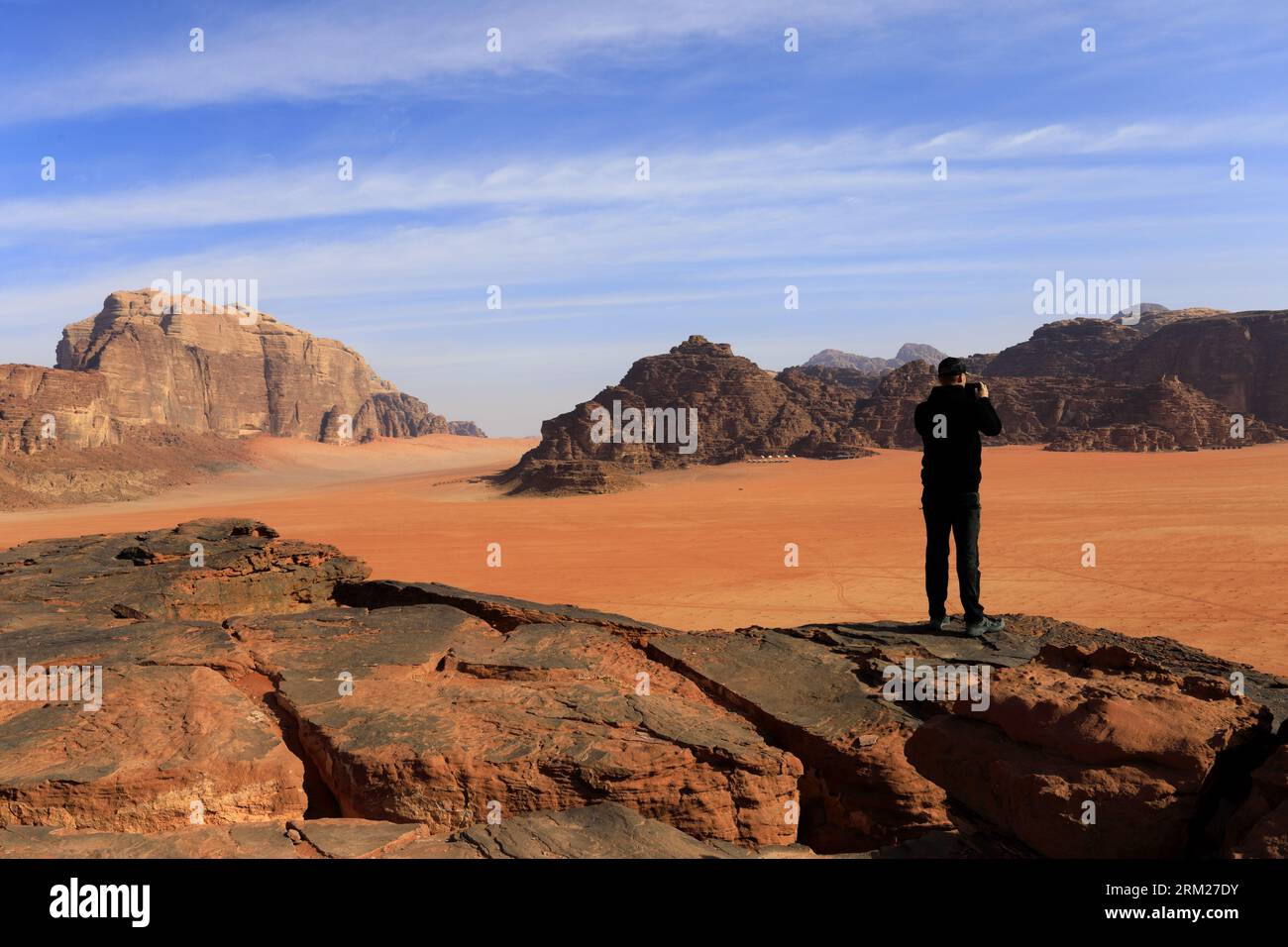 Overview of the desert at Wadi Rum, Unesco World Heritage Site, Jordan ...