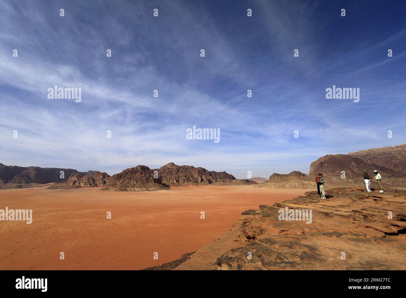 Overview of the desert at Wadi Rum, Unesco World Heritage Site, Jordan ...