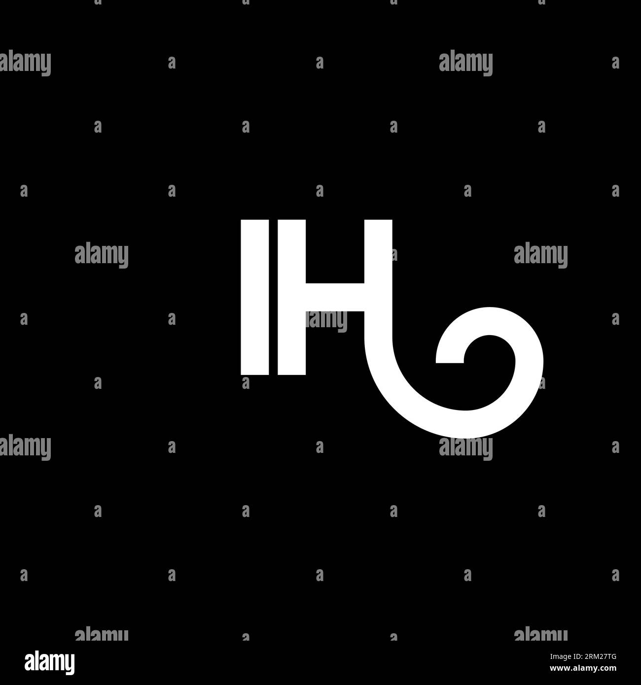 IH letter logo design on black background. IH creative initials letter ...