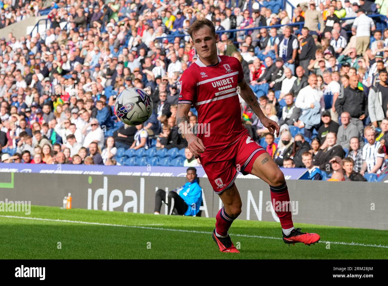 Lukas Engel #27 of Middlesbrough watches the ball during the Sky Bet ...