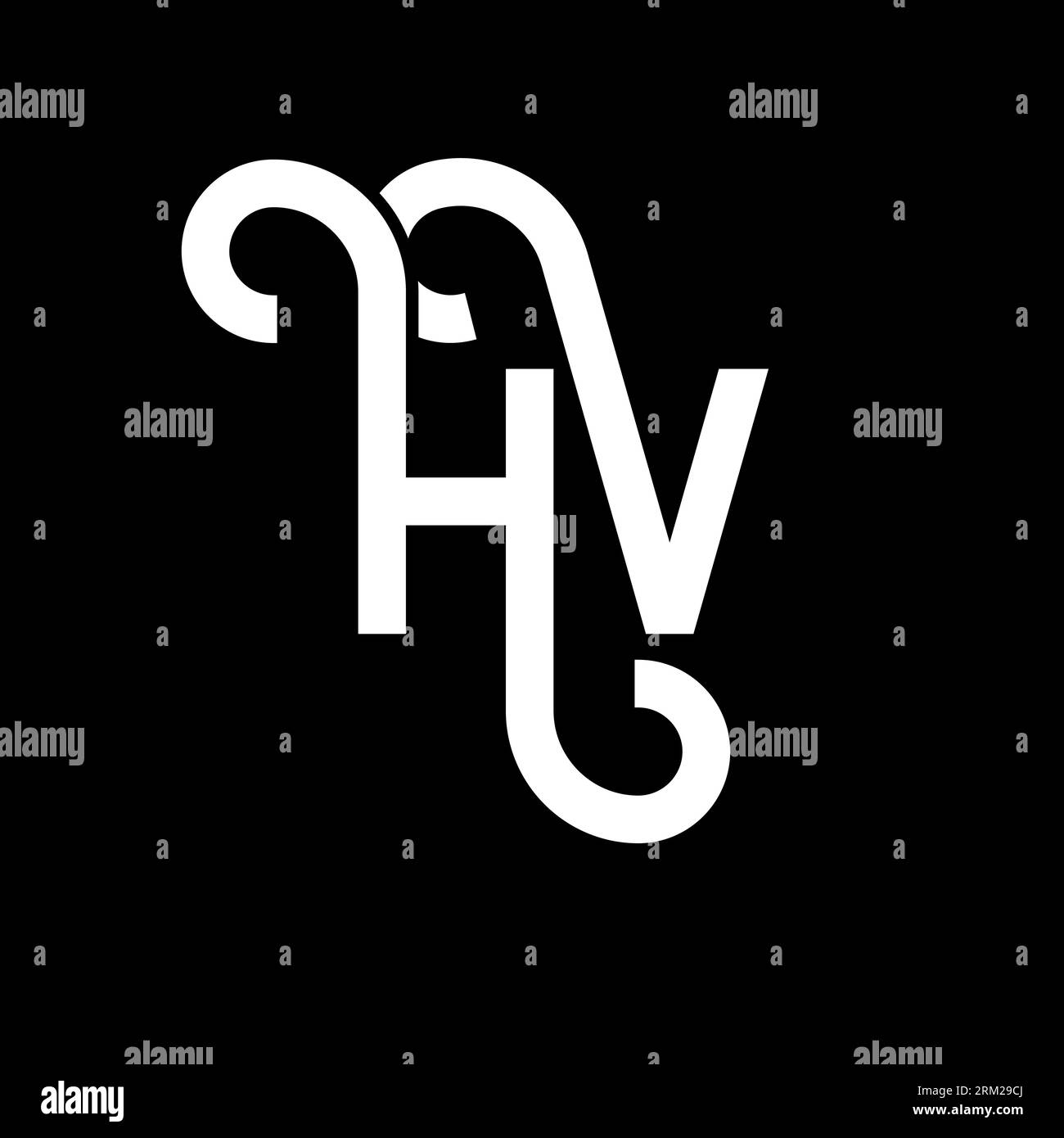 HV letter logo design on black background. HV creative initials letter ...