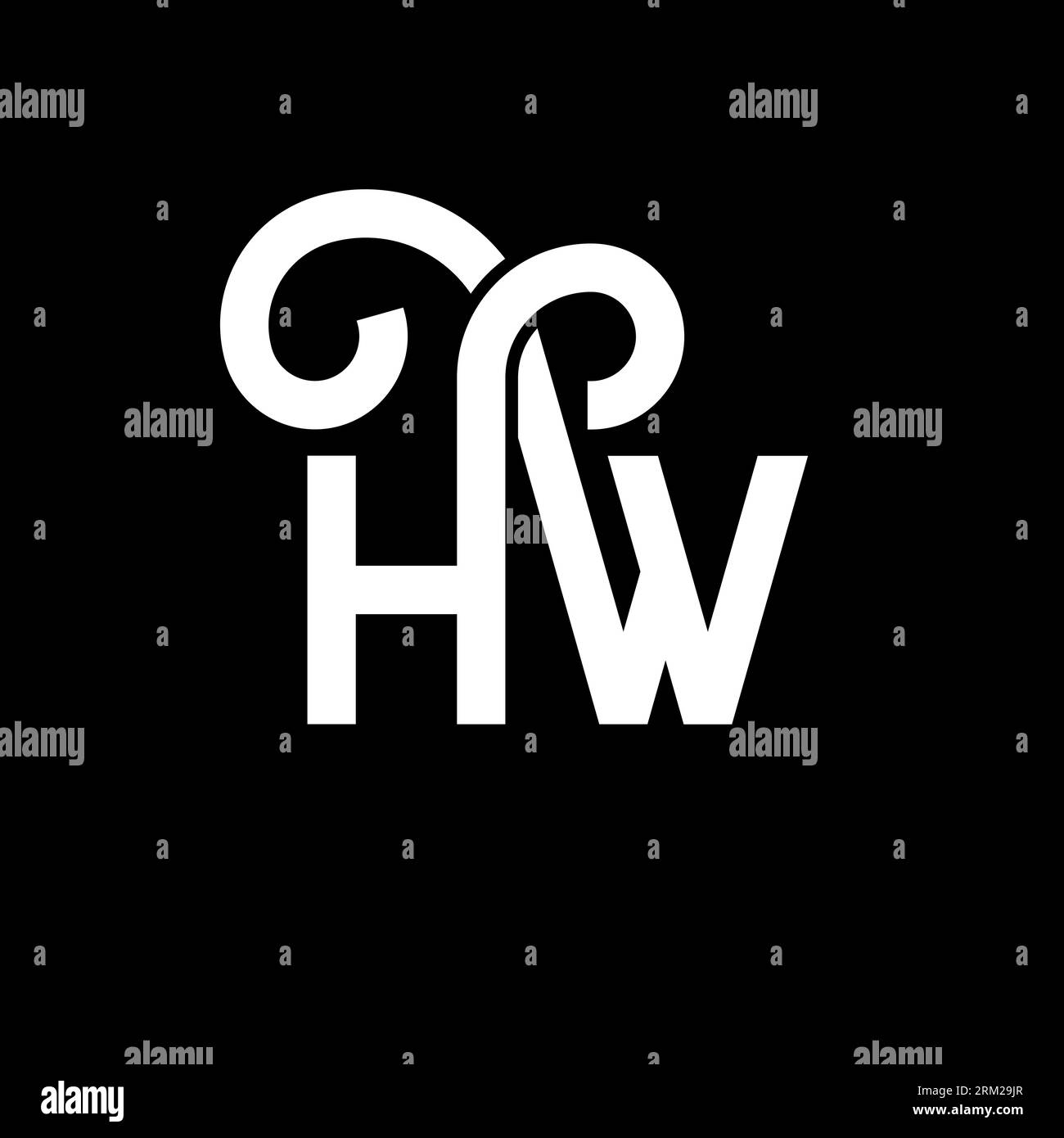 HW letter logo design on black background. HW creative initials letter ...