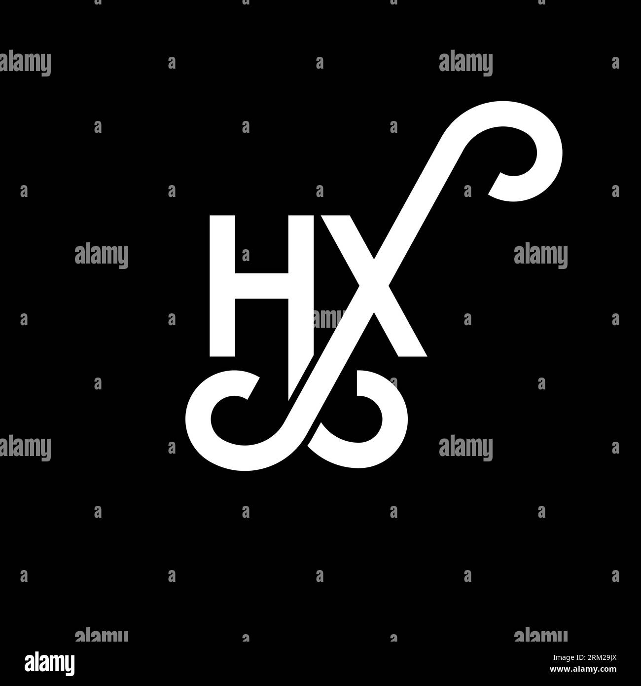 HX letter logo design on black background. HX creative initials letter ...