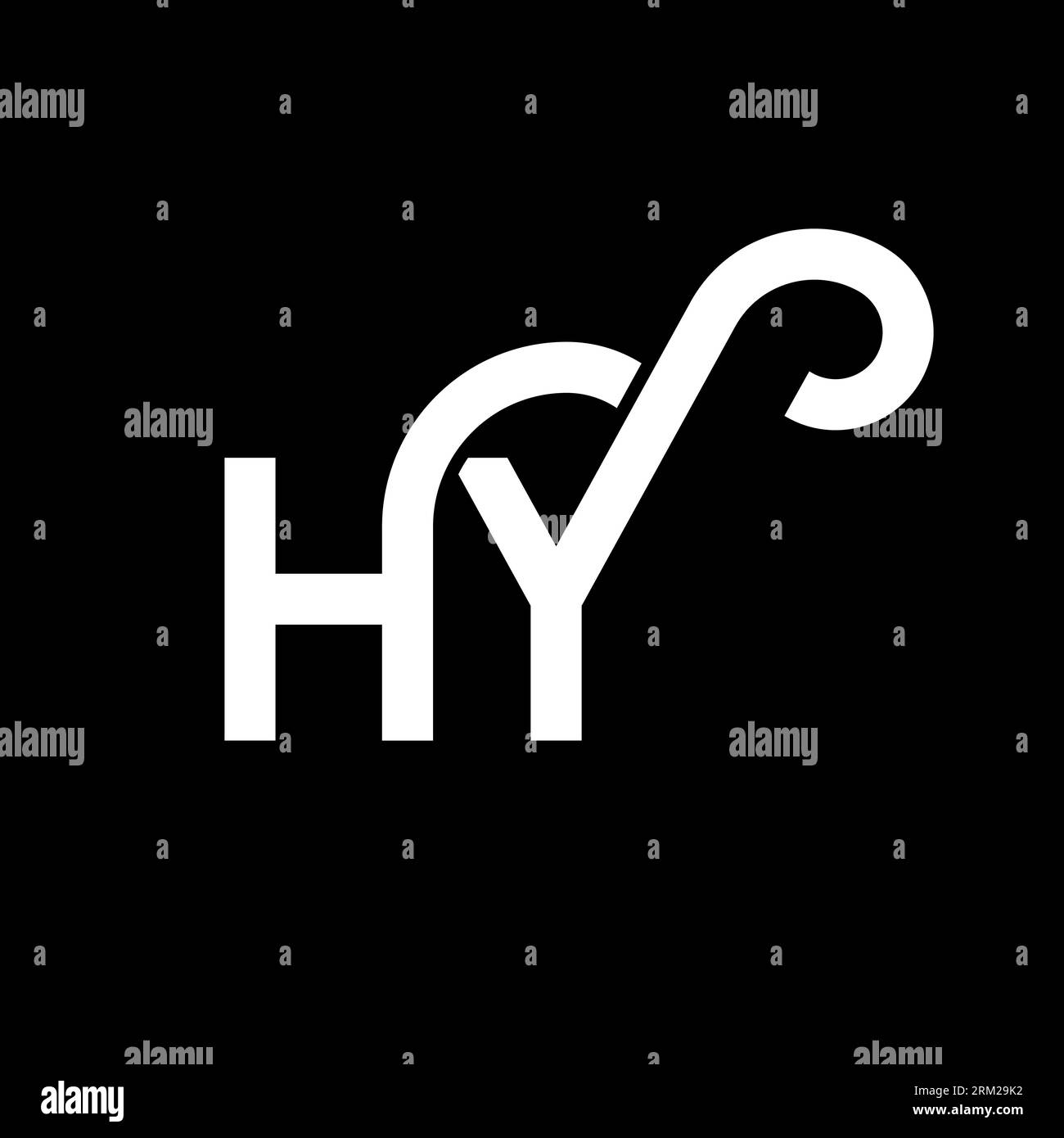 HY letter logo design on black background. HY creative initials letter ...