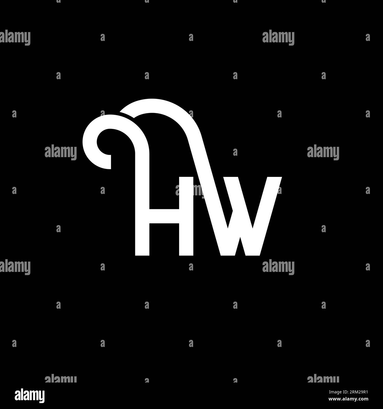 HW letter logo design on black background. HW creative initials letter ...