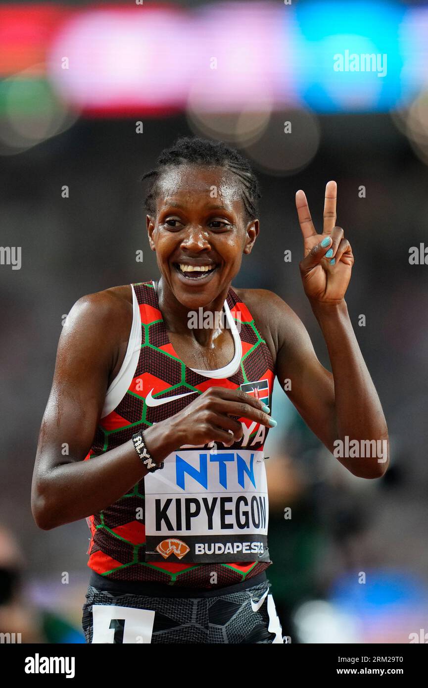 Faith Kipyegon, of Kenya celebrates as she wins the gold medal in the ...