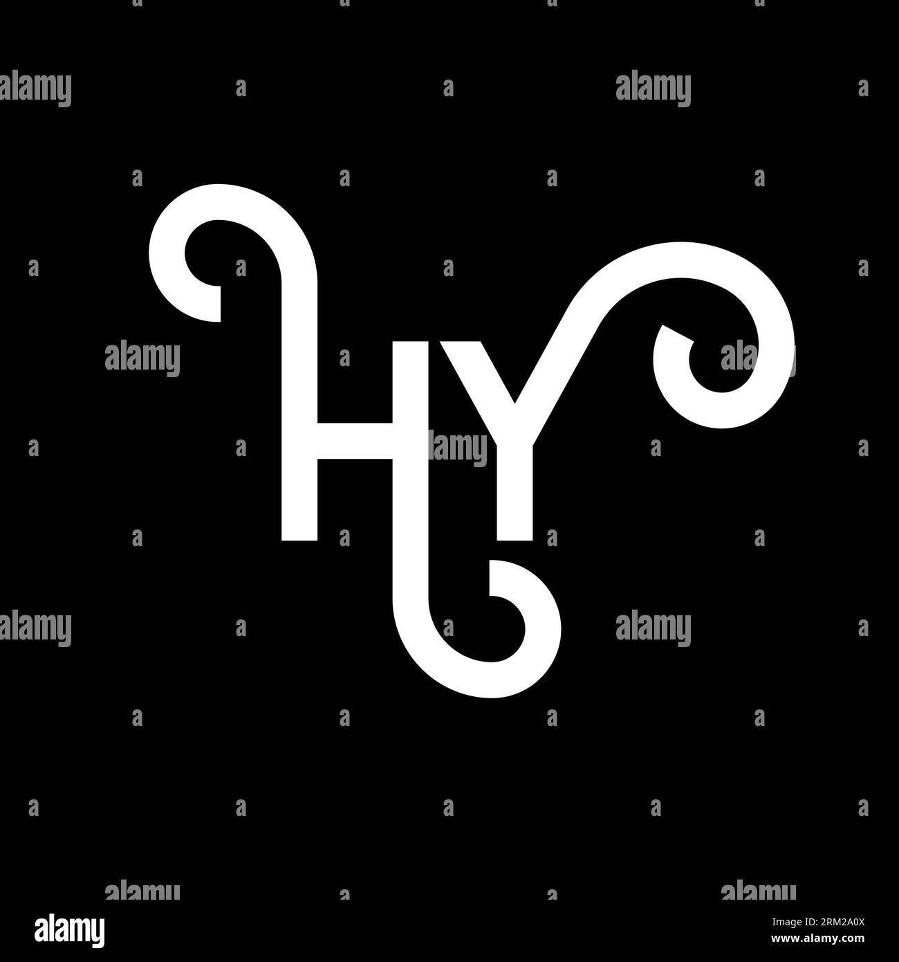 HY letter logo design on black background. HY creative initials letter ...