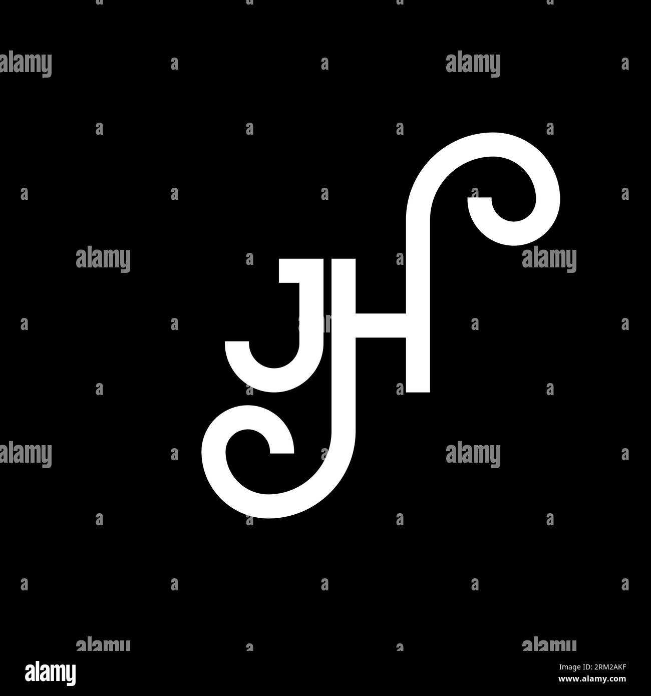 JH letter logo design on black background. JH creative initials letter ...