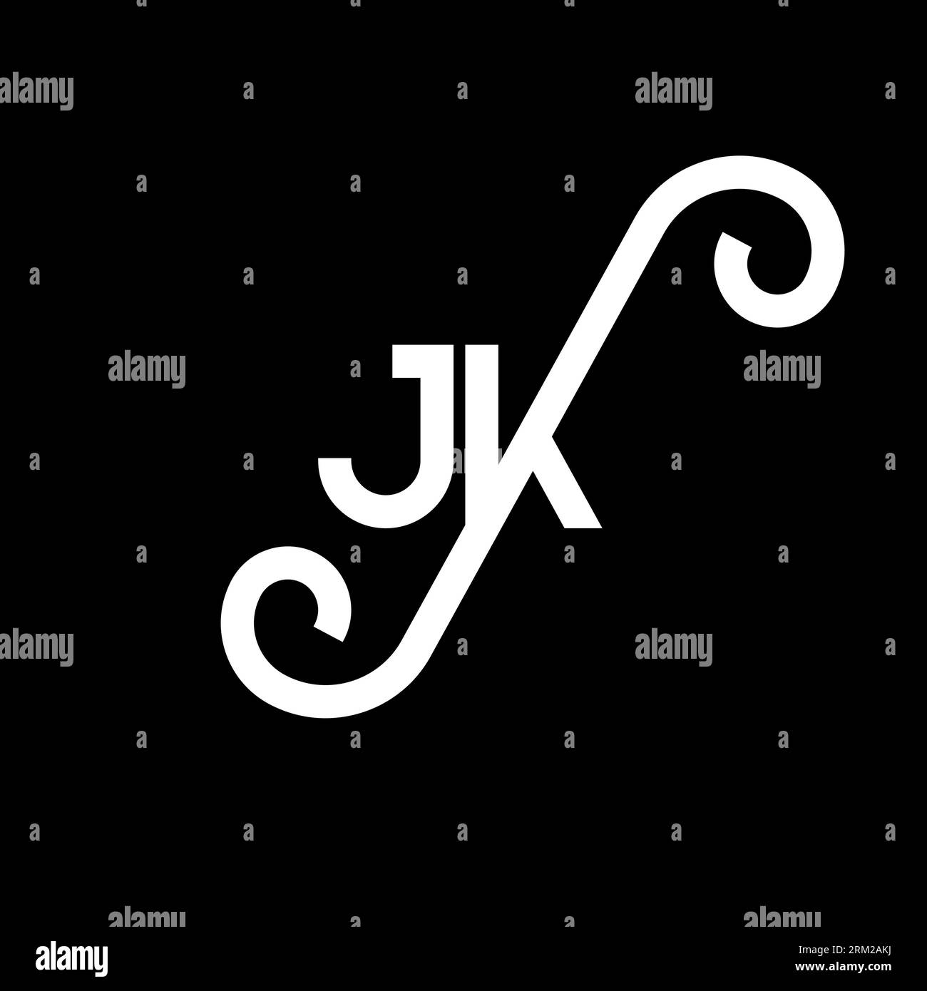JK letter logo design on black background. JK creative initials letter ...