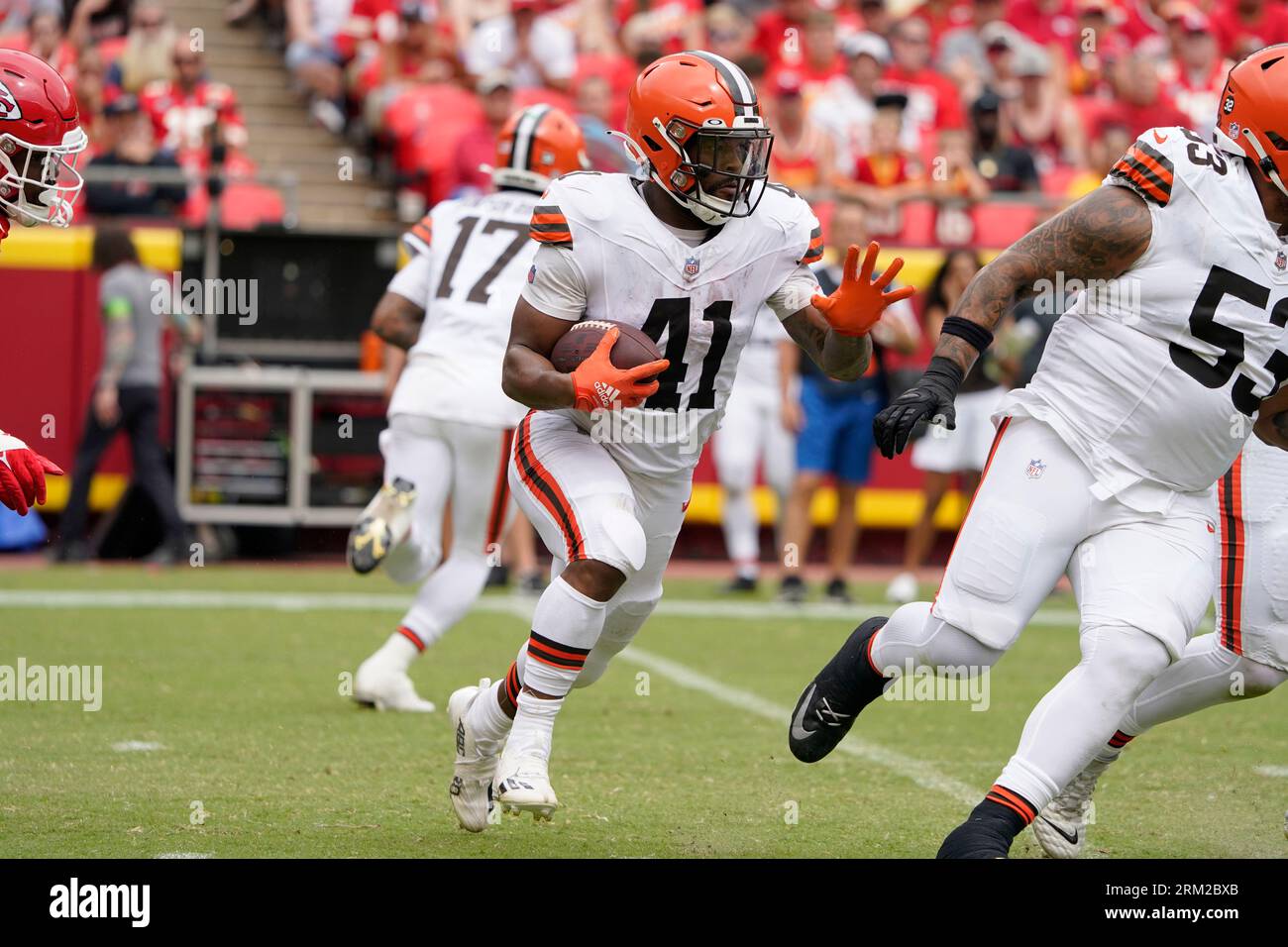 Cleveland Browns running back John Kelly Jr. runs with the ball during ...