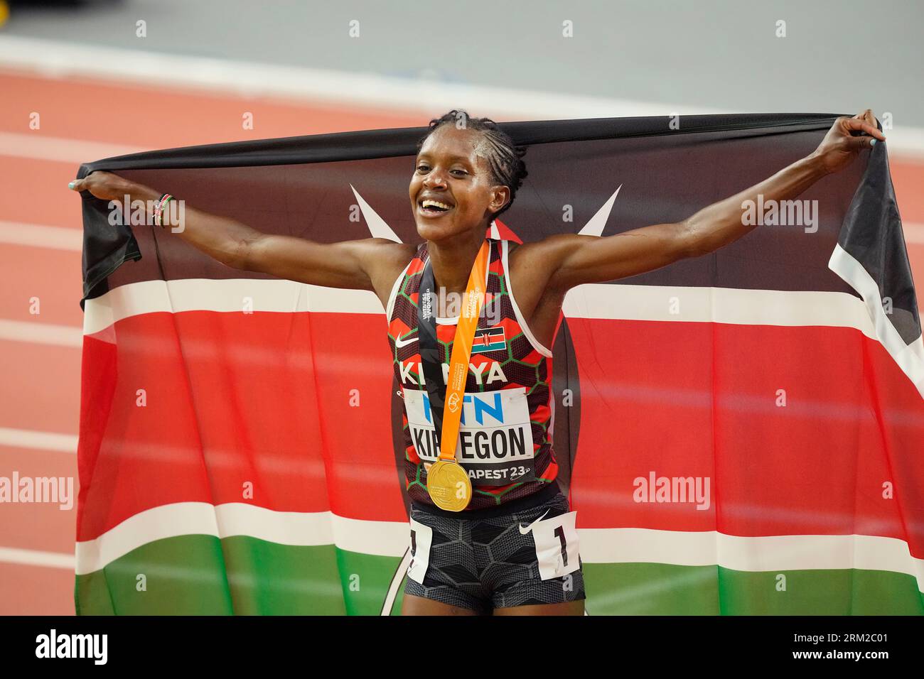 Faith Kipyegon, of Kenya celebrates after winning the gold medal in the ...