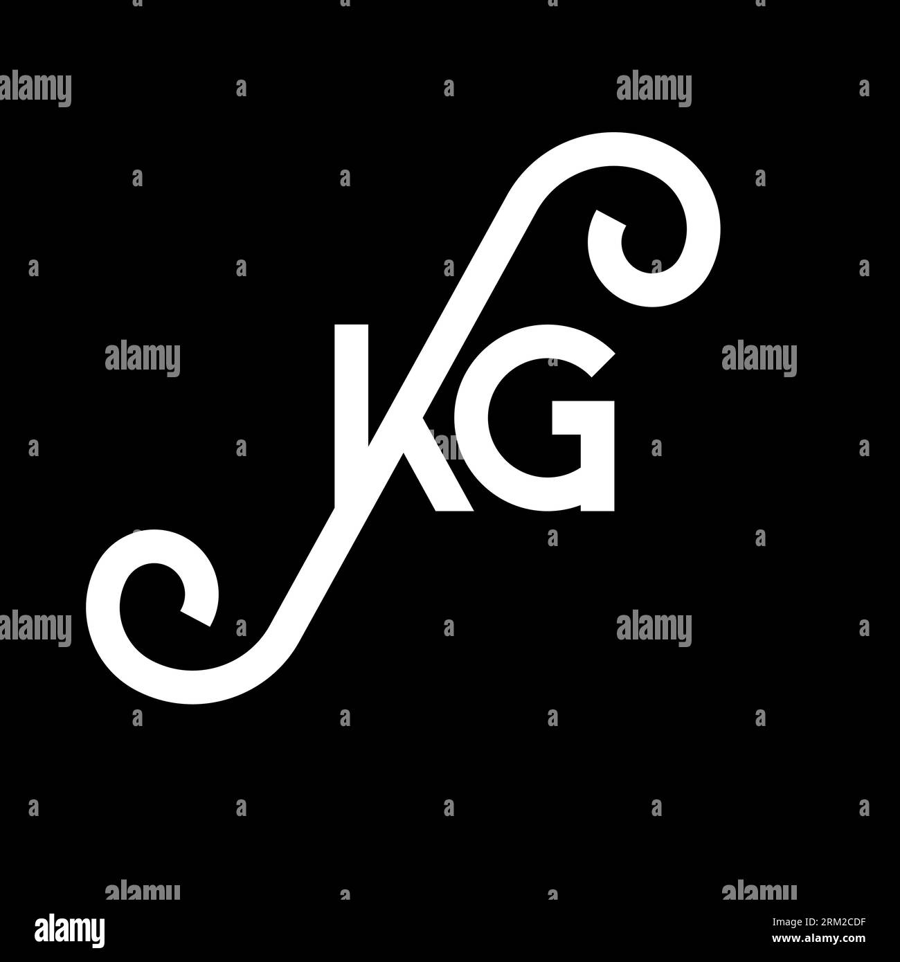 KG letter logo design on black background. KG creative initials letter ...