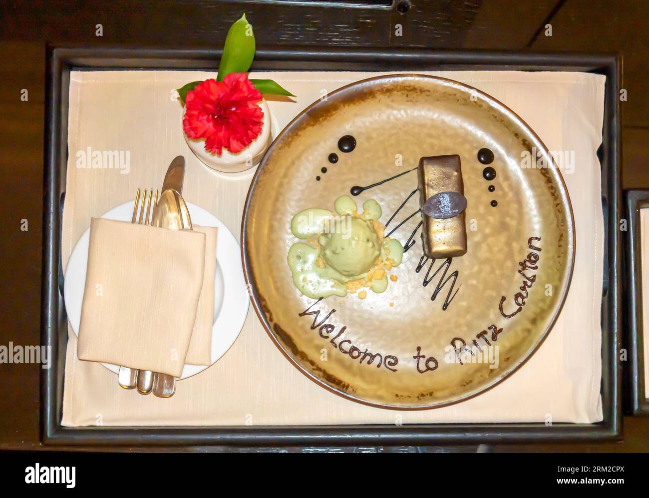 Ritz-Carlton Cake served in Ritz Carlton Bahrain hotel Stock Photo - Alamy