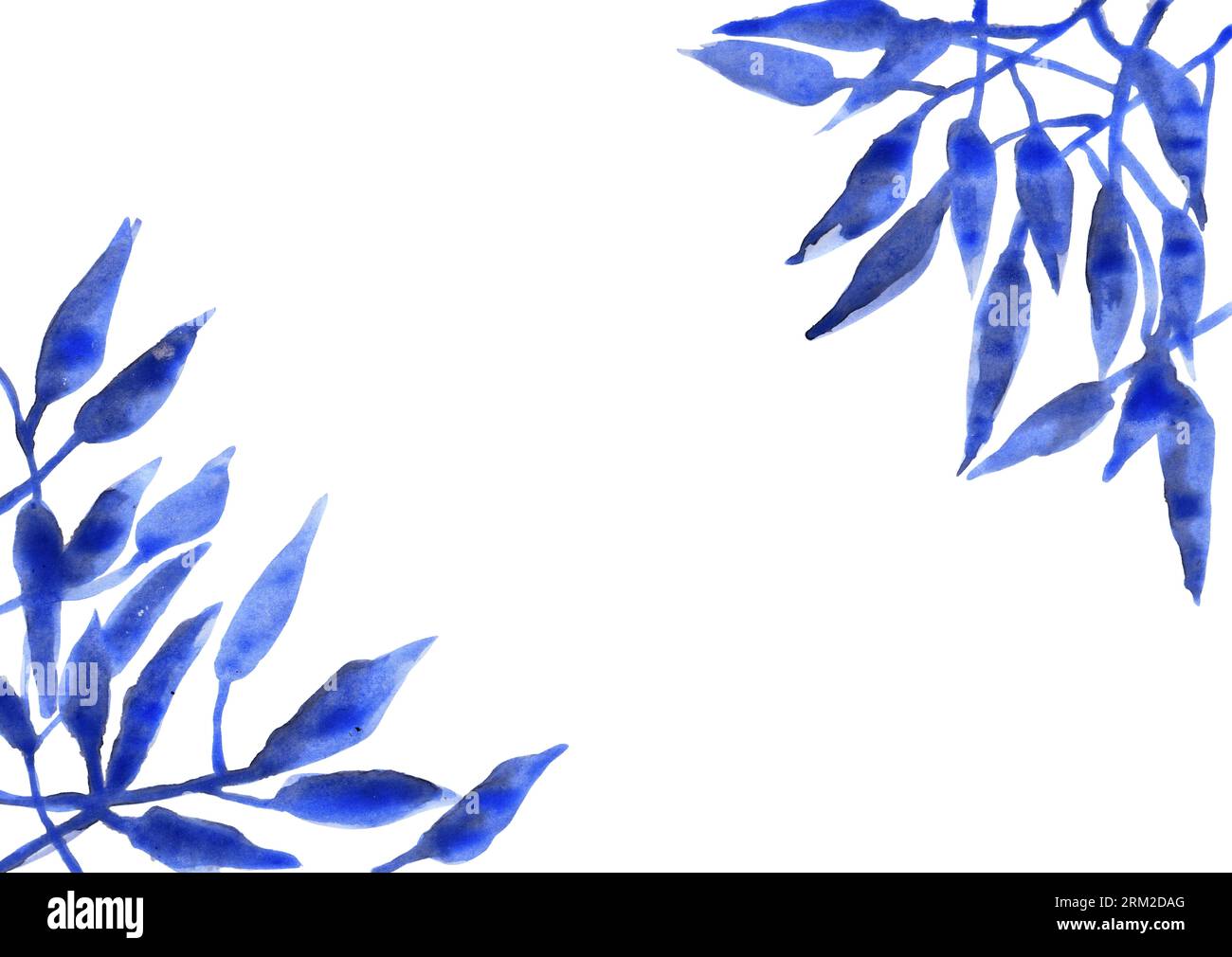 Banner background with nature motifs, flower branches in deep blue ...