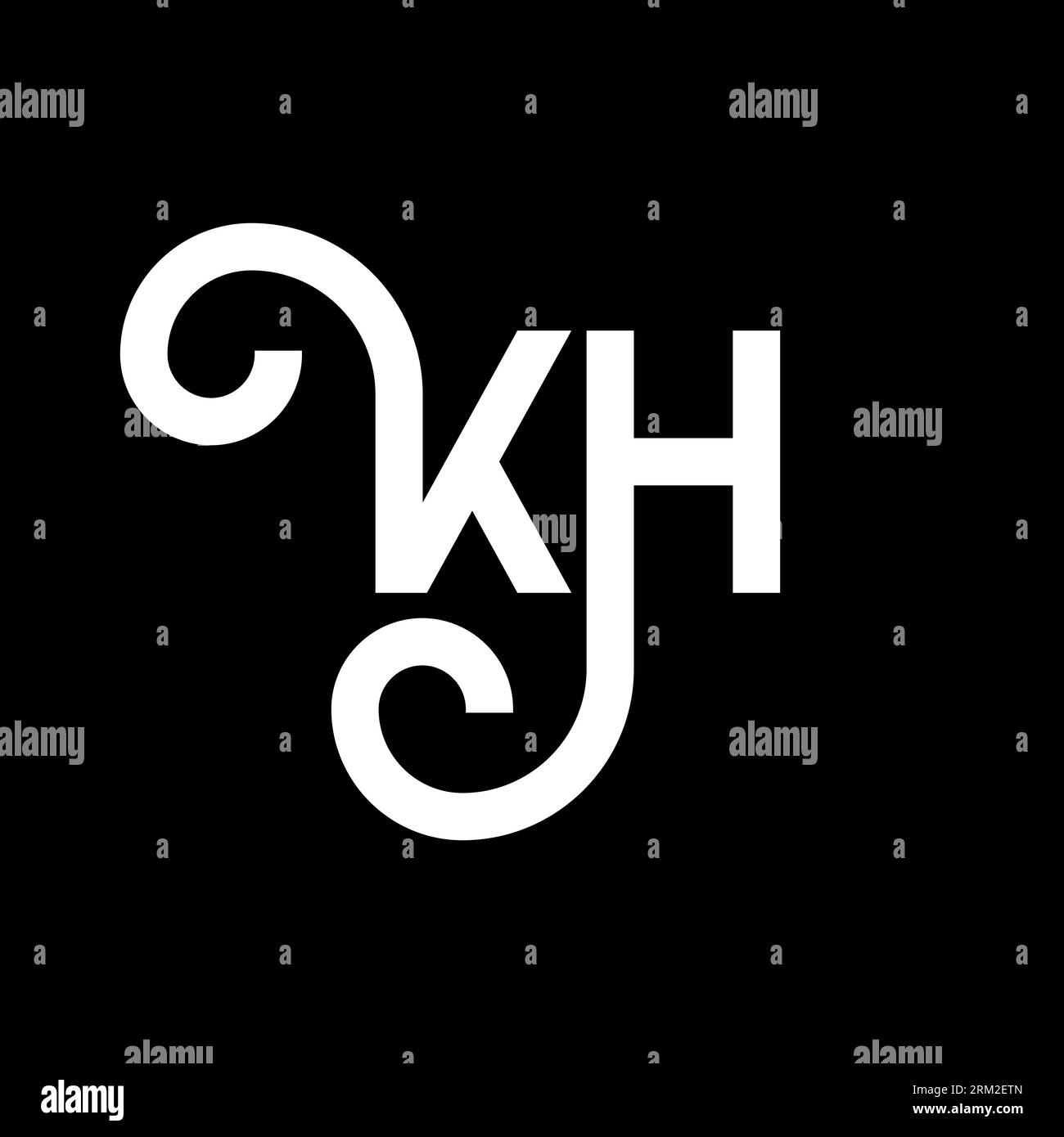 KH letter logo design on black background. KH creative initials letter ...