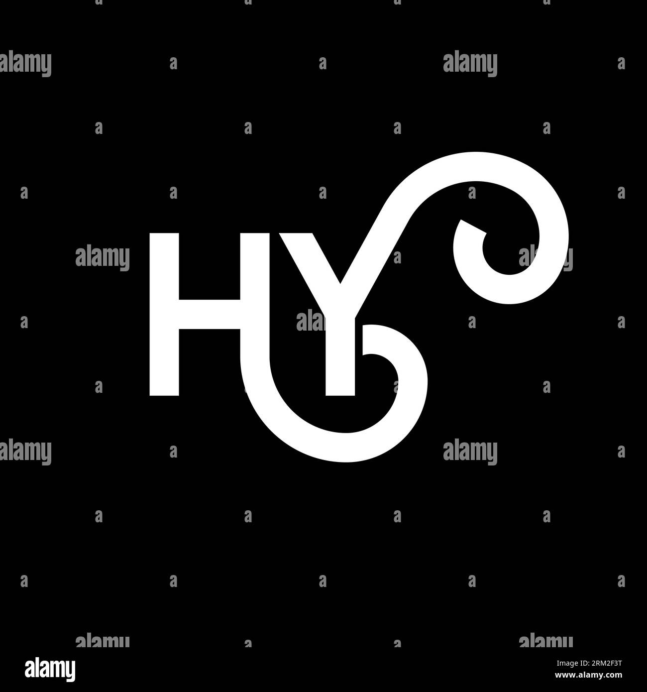 HY letter logo design on black background. HY creative initials letter ...