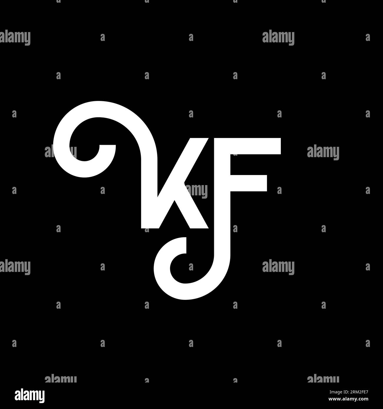 KF letter logo design on black background. KF creative initials letter ...