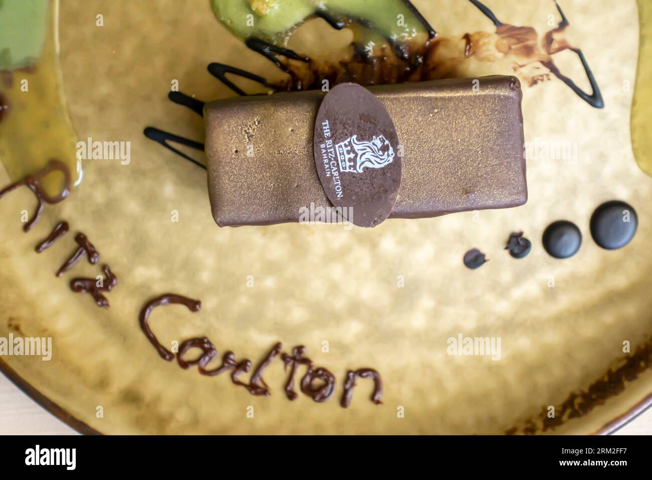 Ritz-Carlton Cake served in Ritz Carlton Bahrain hotel Stock Photo - Alamy