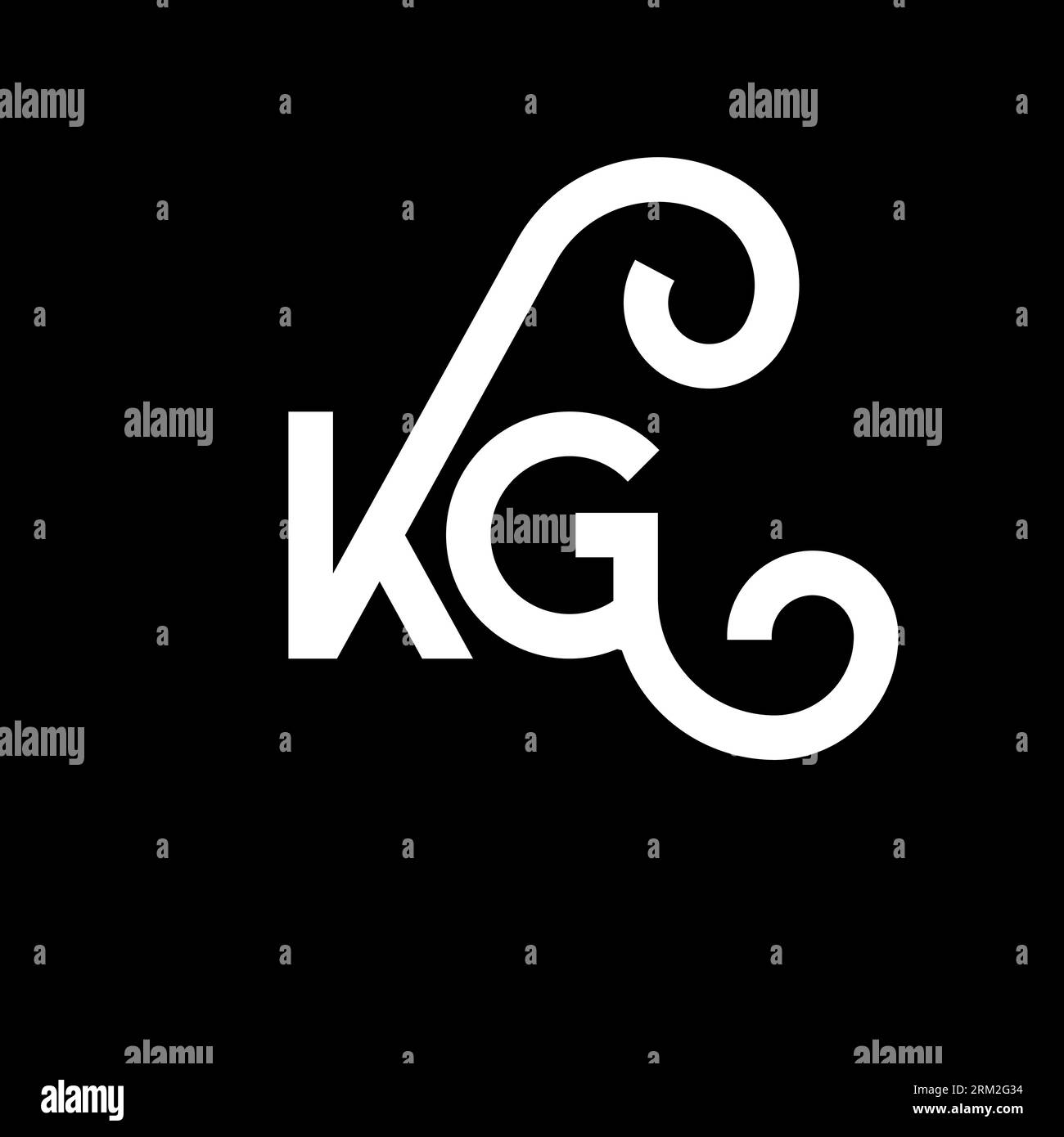 KG letter logo design on black background. KG creative initials letter ...