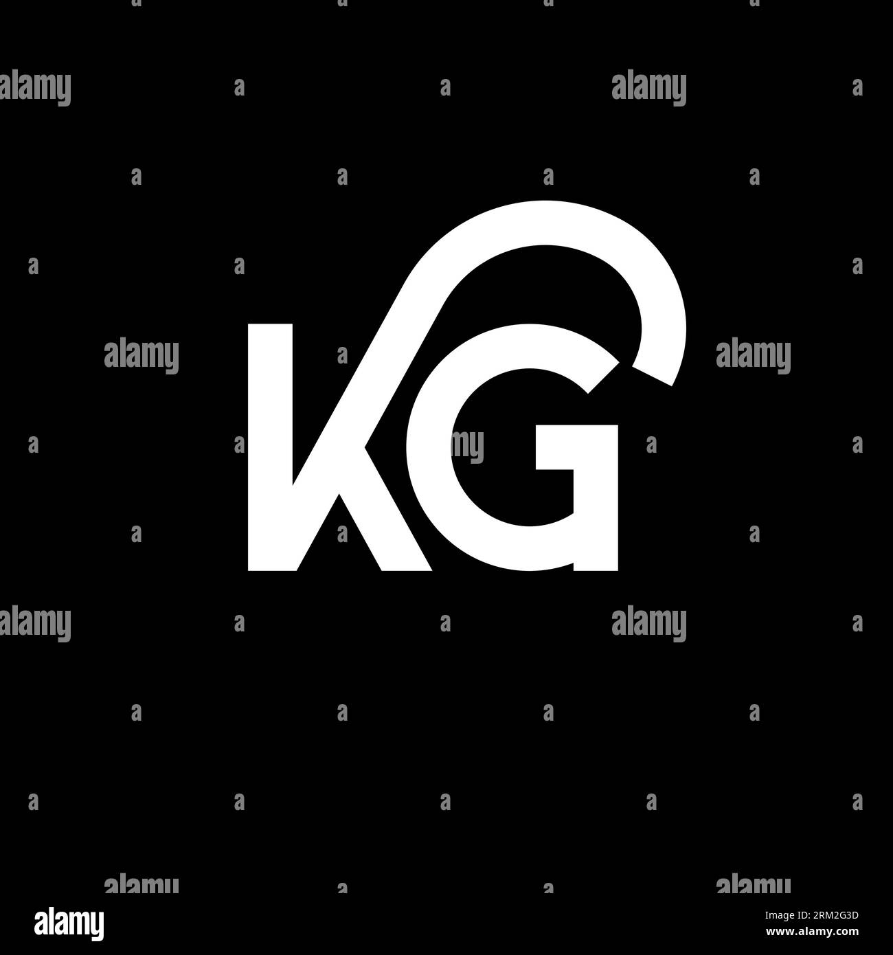 KG letter logo design on black background. KG creative initials letter ...