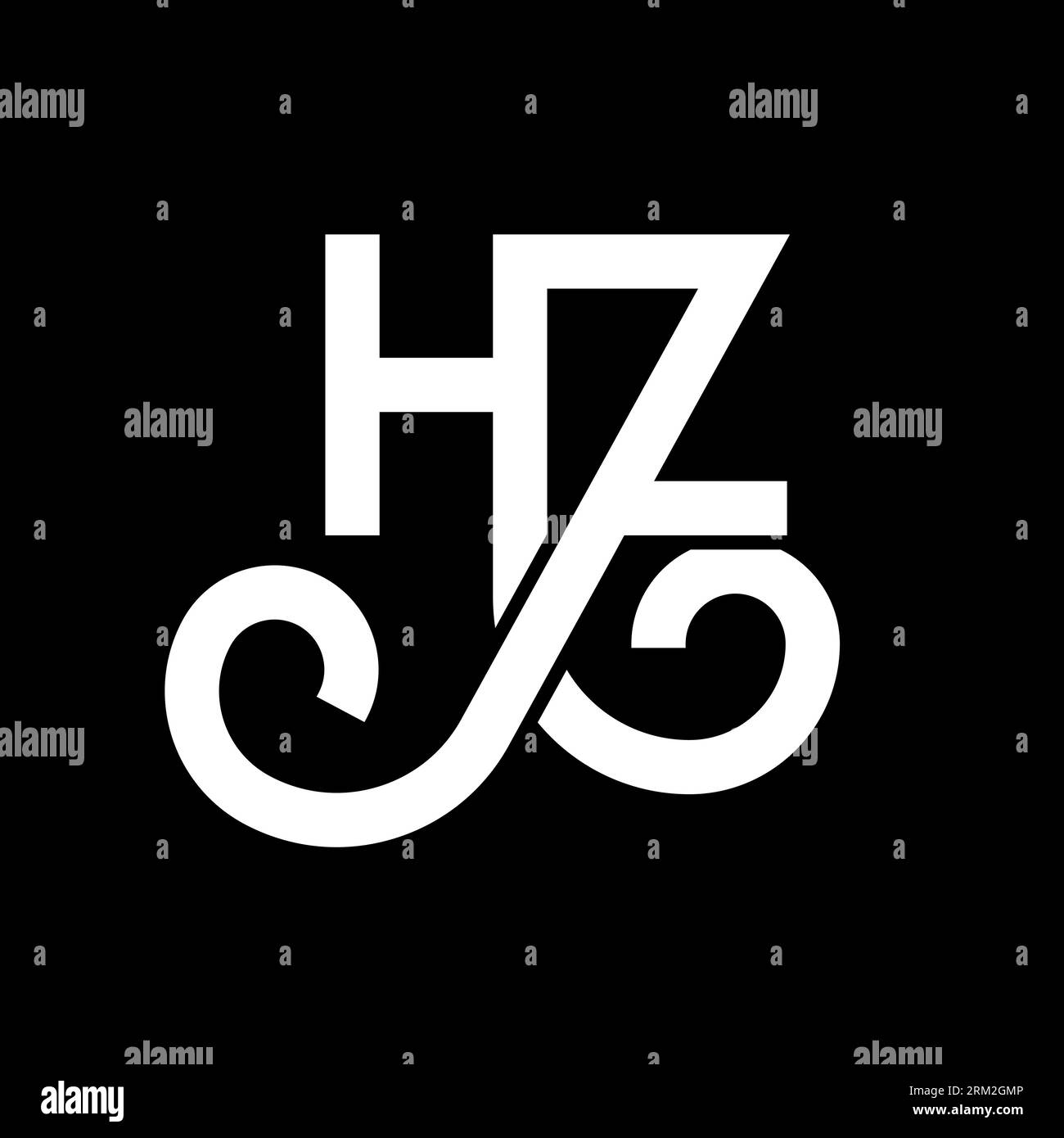 HZ letter logo design on black background. HZ creative initials letter ...