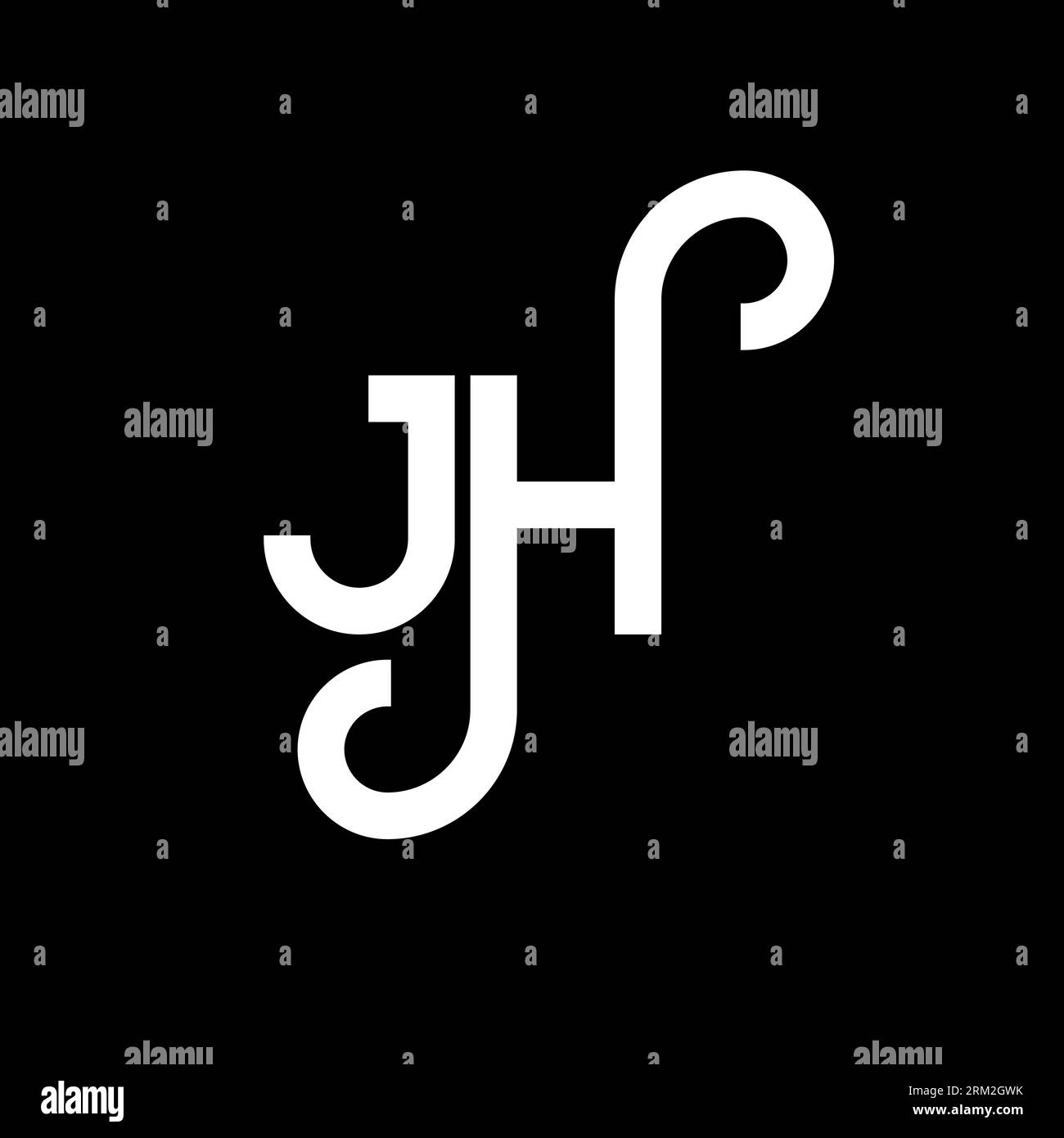 JH letter logo design on black background. JH creative initials letter ...