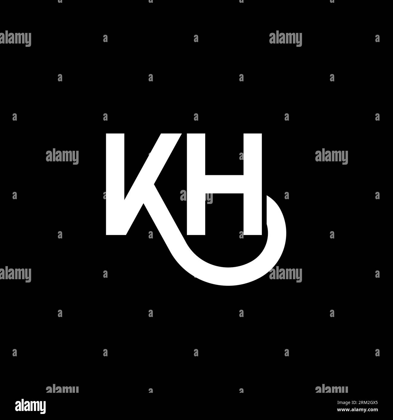 KH letter logo design on black background. KH creative initials letter ...