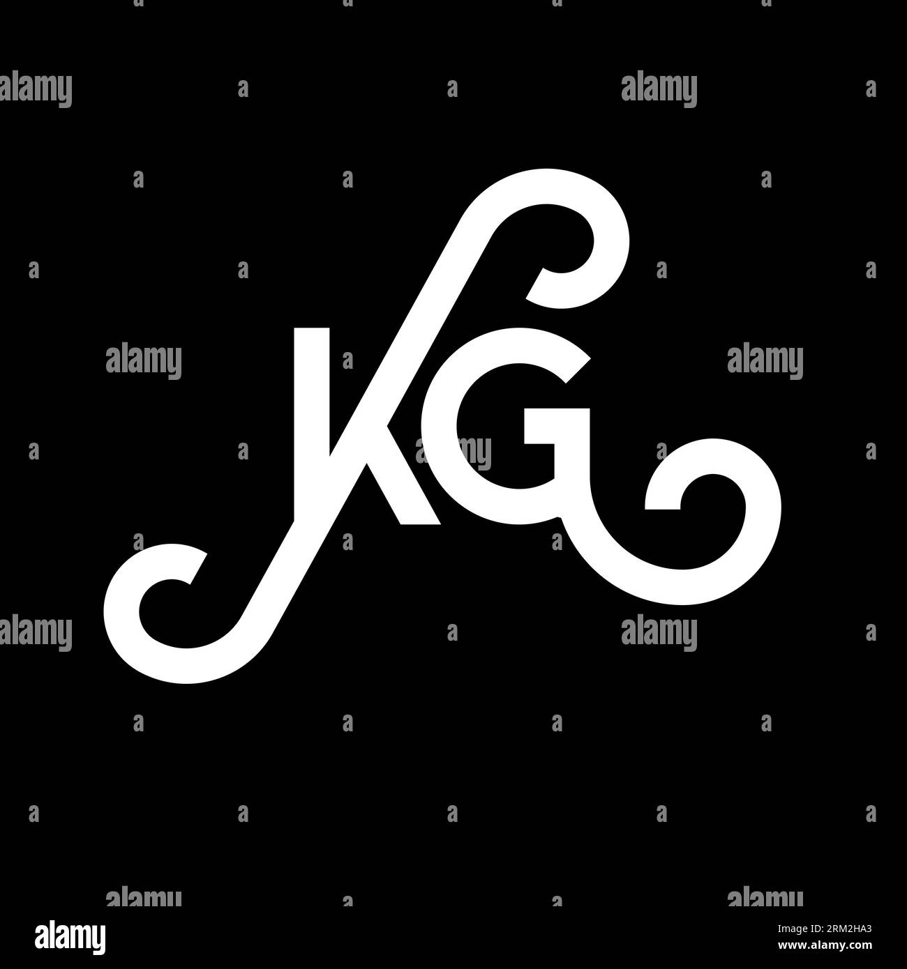 KG letter logo design on black background. KG creative initials letter ...
