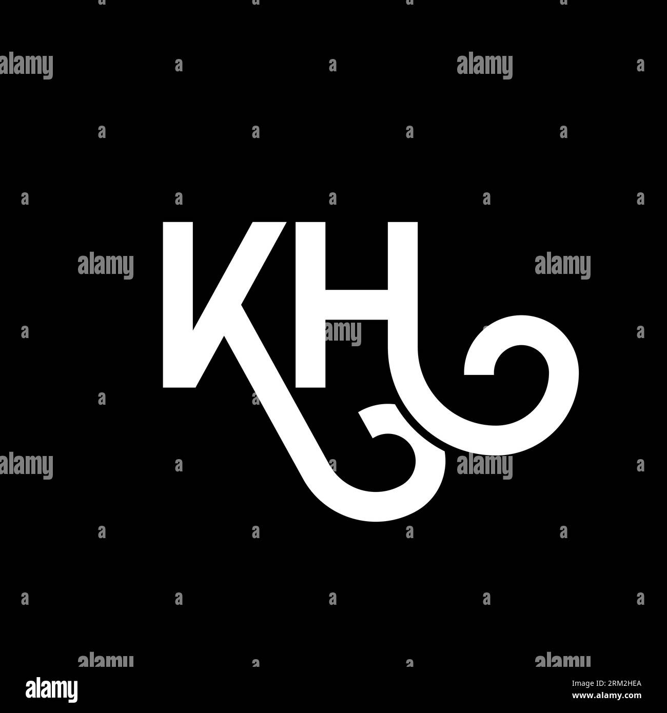 KH letter logo design on black background. KH creative initials letter ...