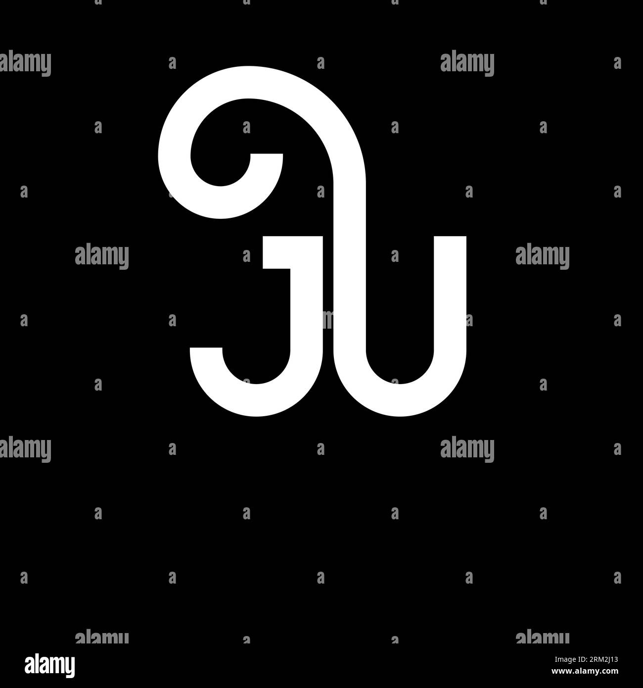 JU letter logo design on black background. JU creative initials letter ...