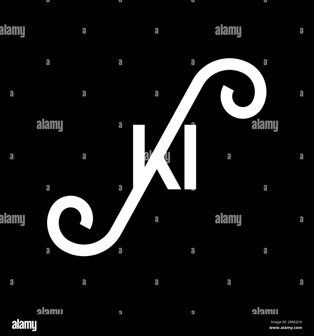 KI letter logo design on black background. KI creative initials letter ...