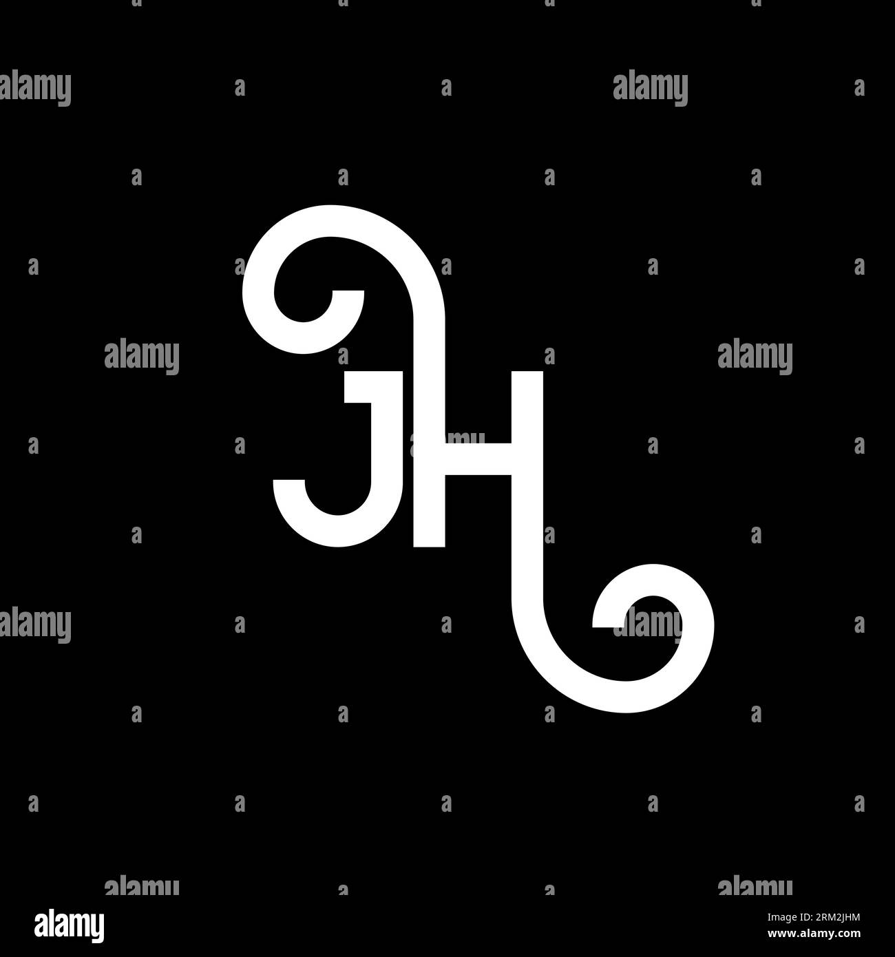 JH letter logo design on black background. JH creative initials letter ...