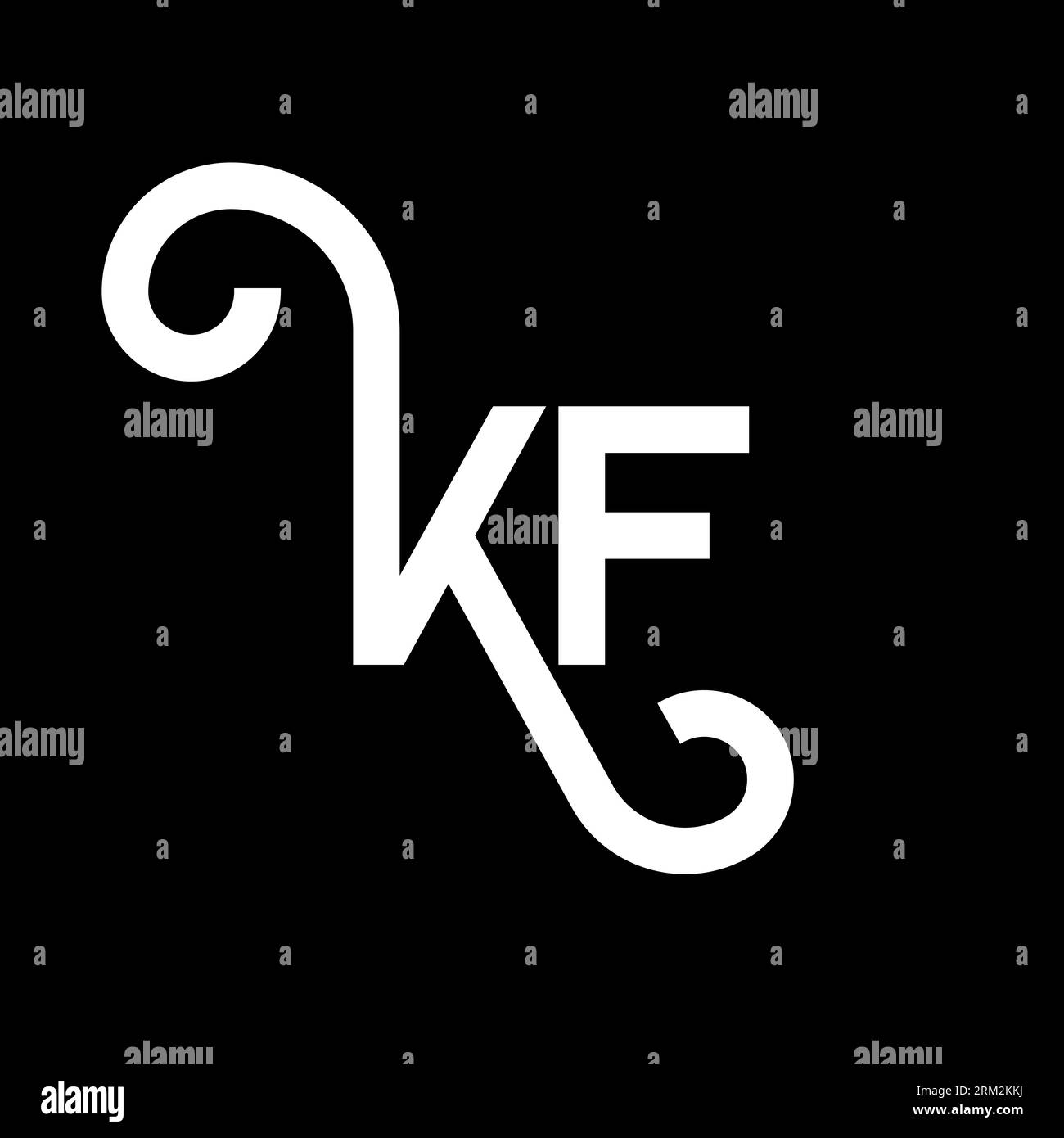 KF letter logo design on black background. KF creative initials letter ...