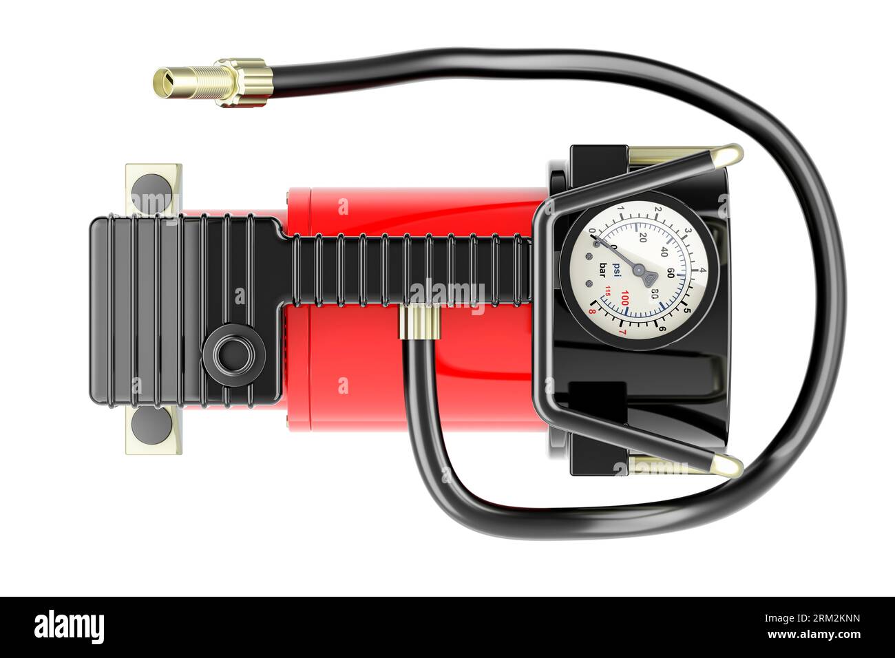 Car portable electric air compressor, top view. 3D rendering isolated ...