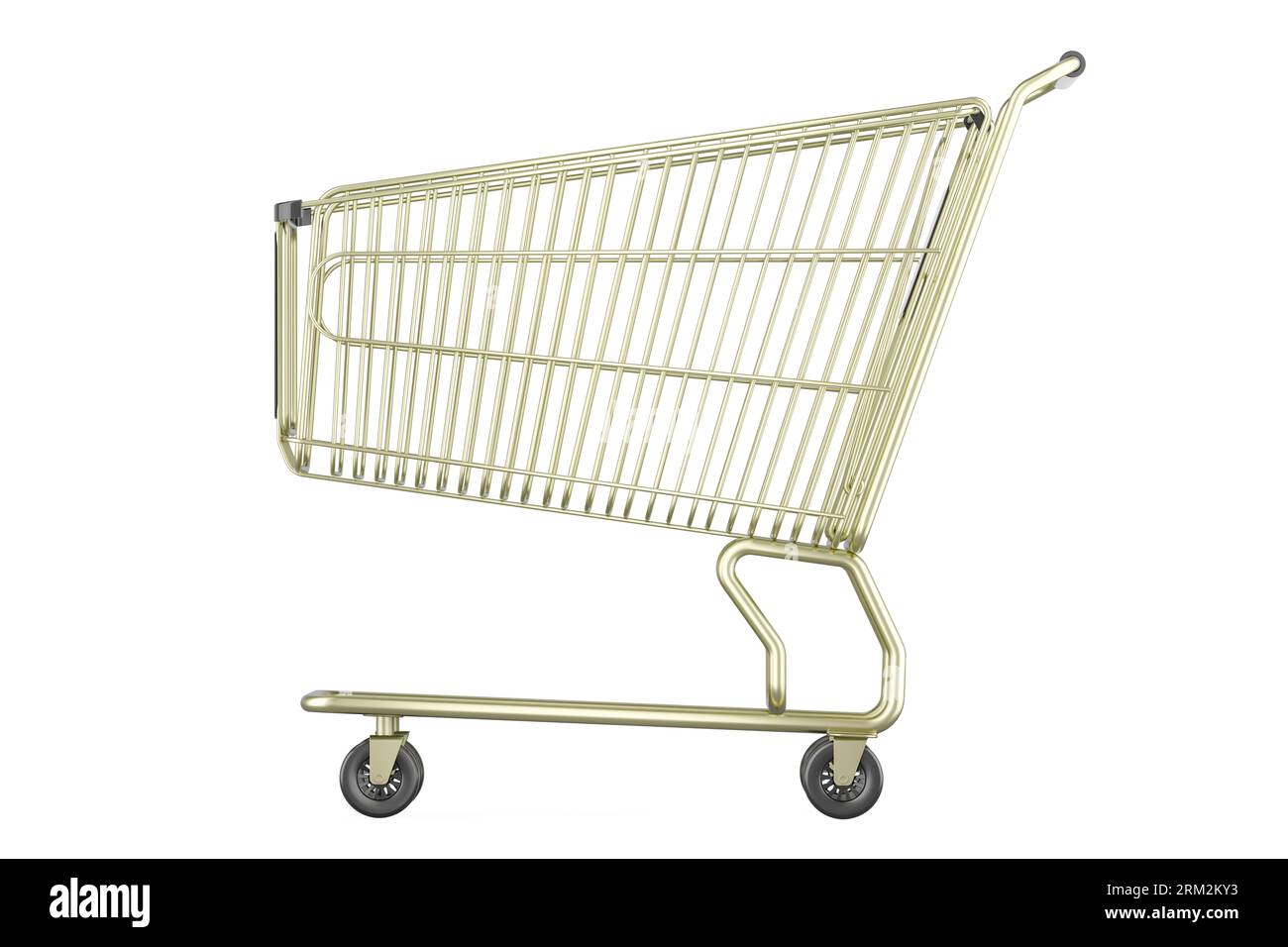 Shopping cart, shopping trolley side view. 3D rendering isolated on ...