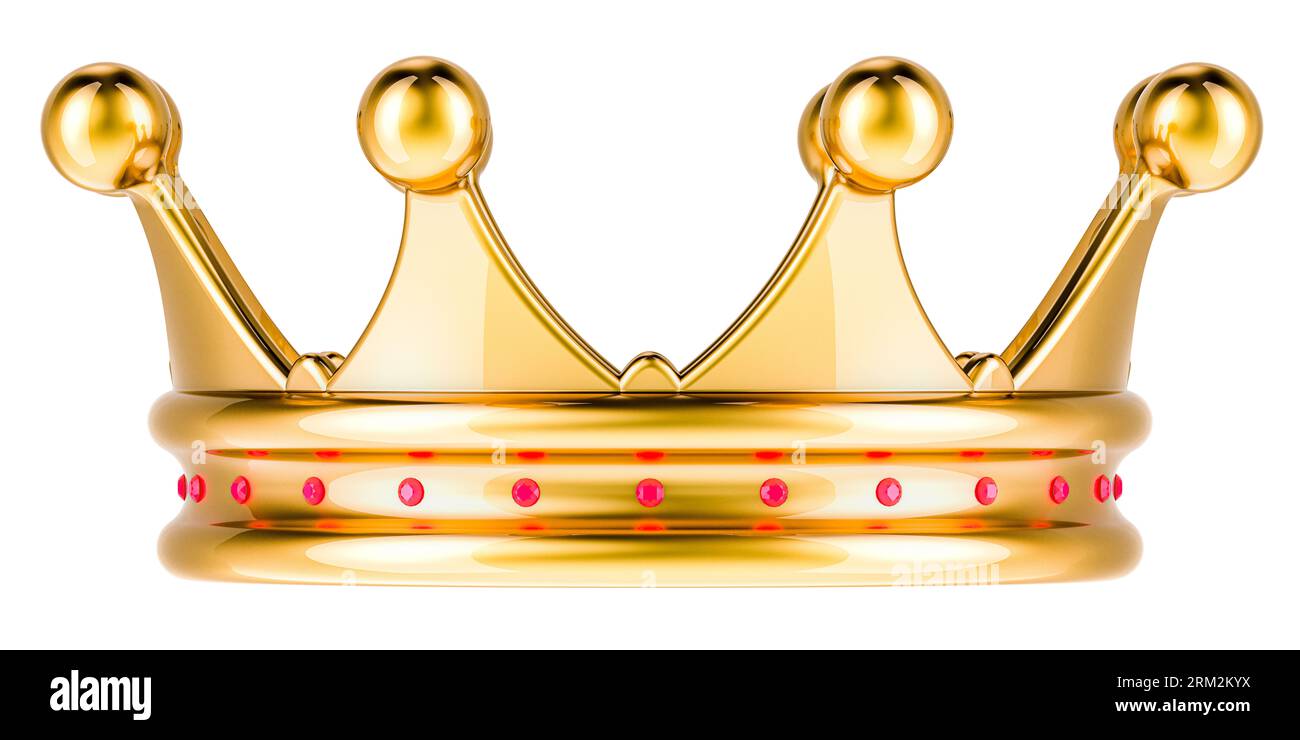 Gold Royal Crown, 3D rendering isolated on white background Stock Photo ...
